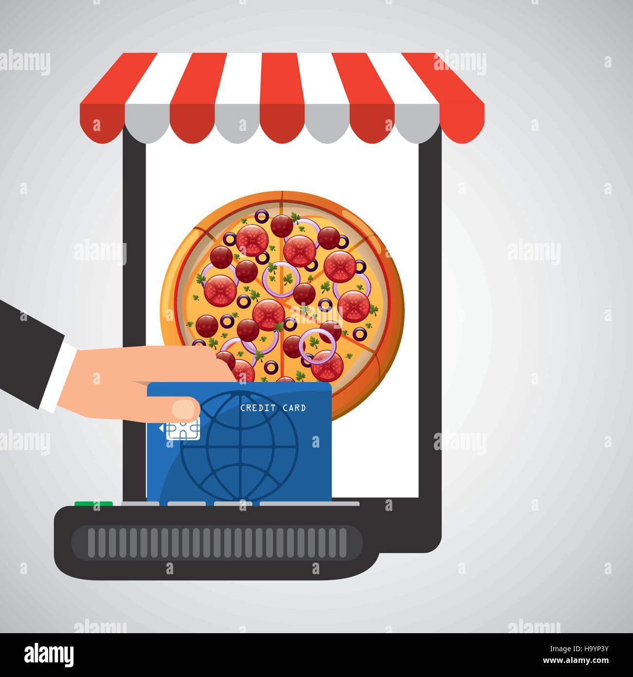 payment credit card delivery food pizza vector illustration eps 10 ...