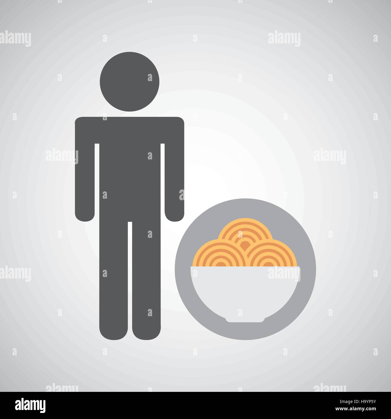 silhouette man pasta in bowl nutrition healthy vector illustration eps ...