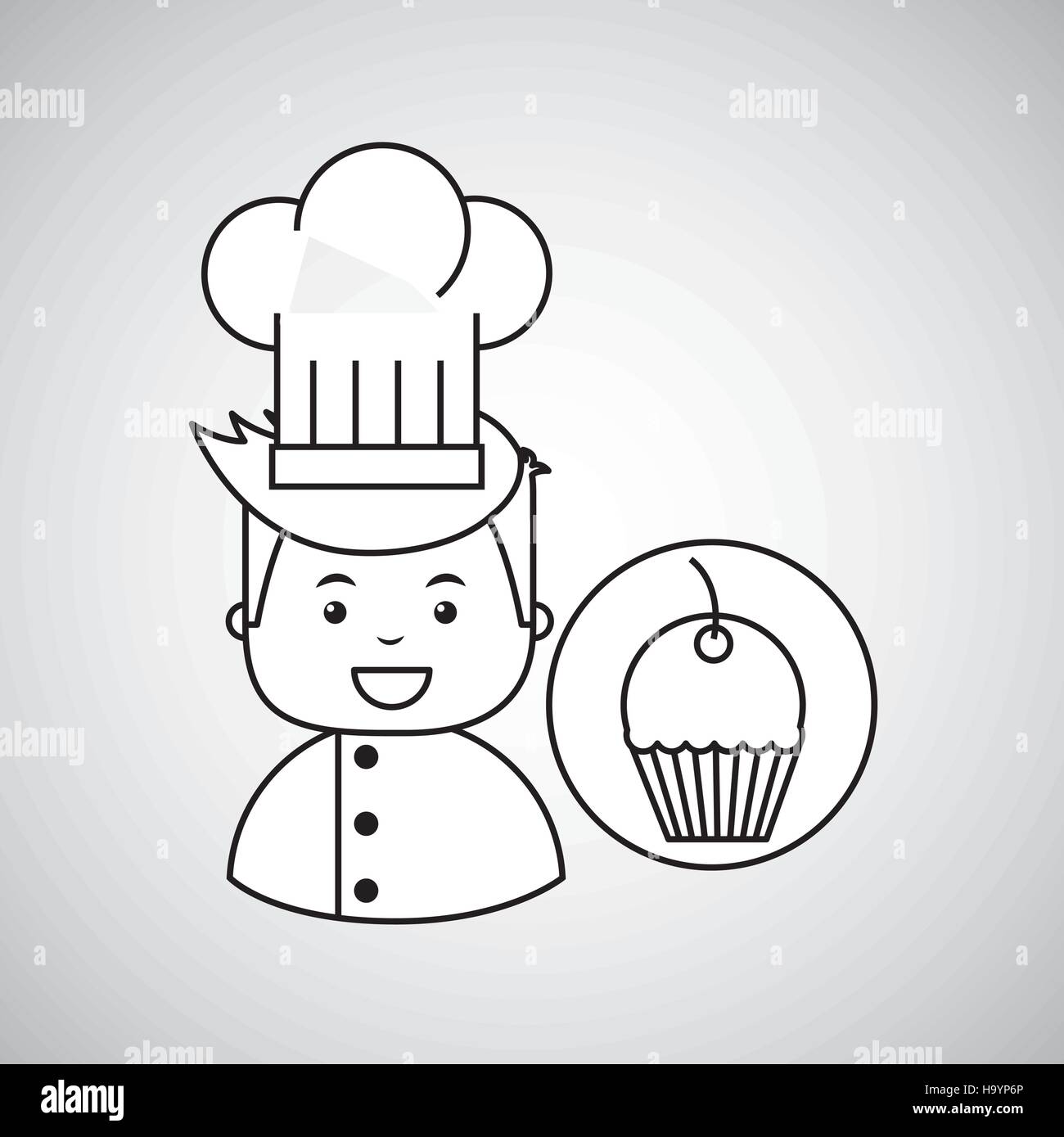cartoon chef gourmet sweet cup cake vector illustration eps 10 Stock ...