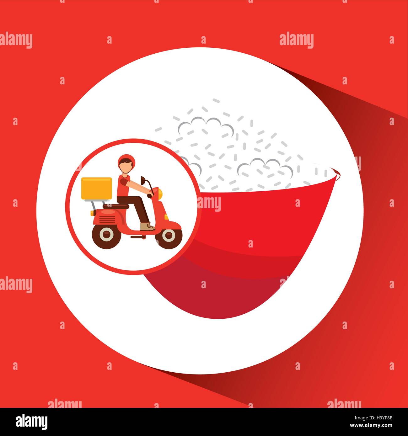 delivery boy ride motorcycle japanese rice vector illustration eps 10 ...