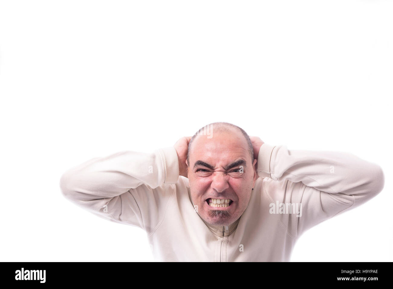 angry man in white background Stock Photo - Alamy