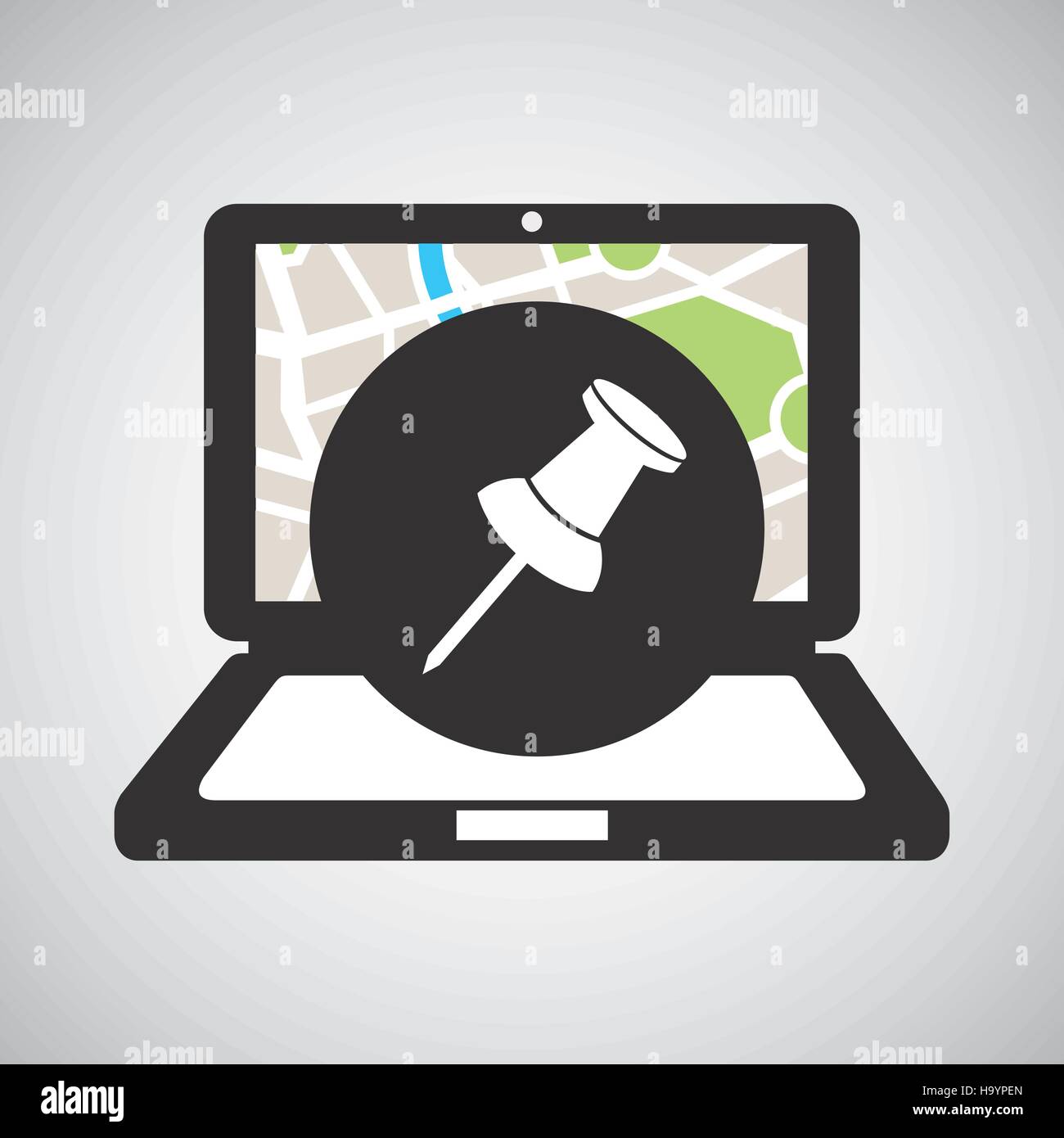 pointer laptop map gps vector illustration eps 10 Stock Vector Image ...
