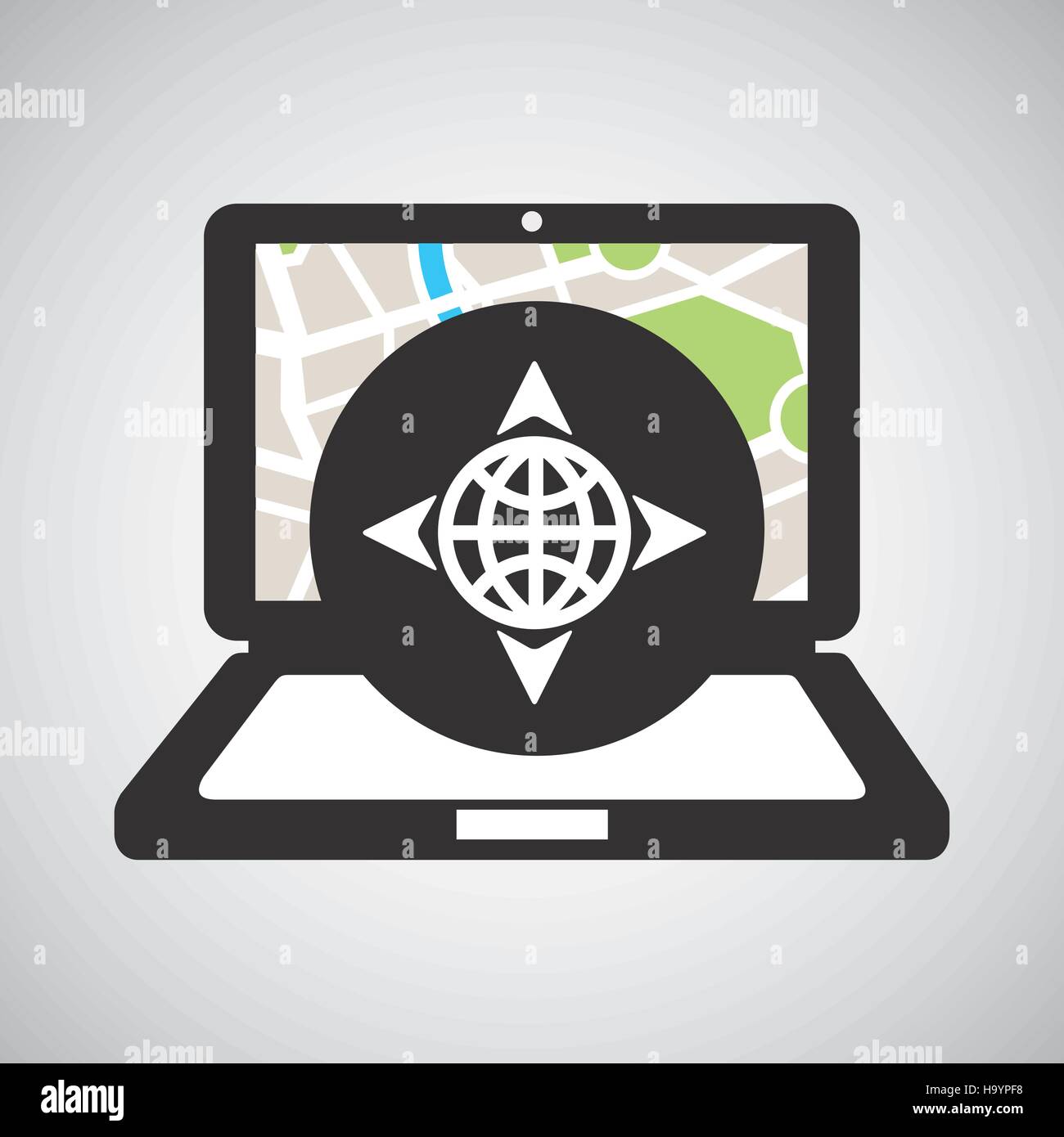 globe location laptop map gps vector illustration eps 10 Stock Vector ...