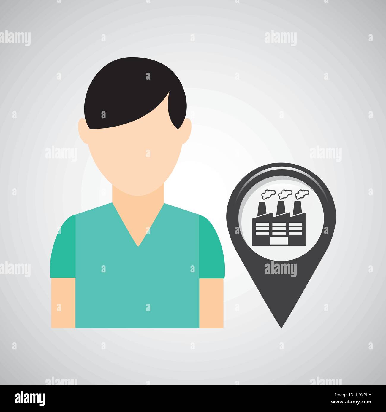 indrustrial building pin location man design vector illustration eps 10 ...