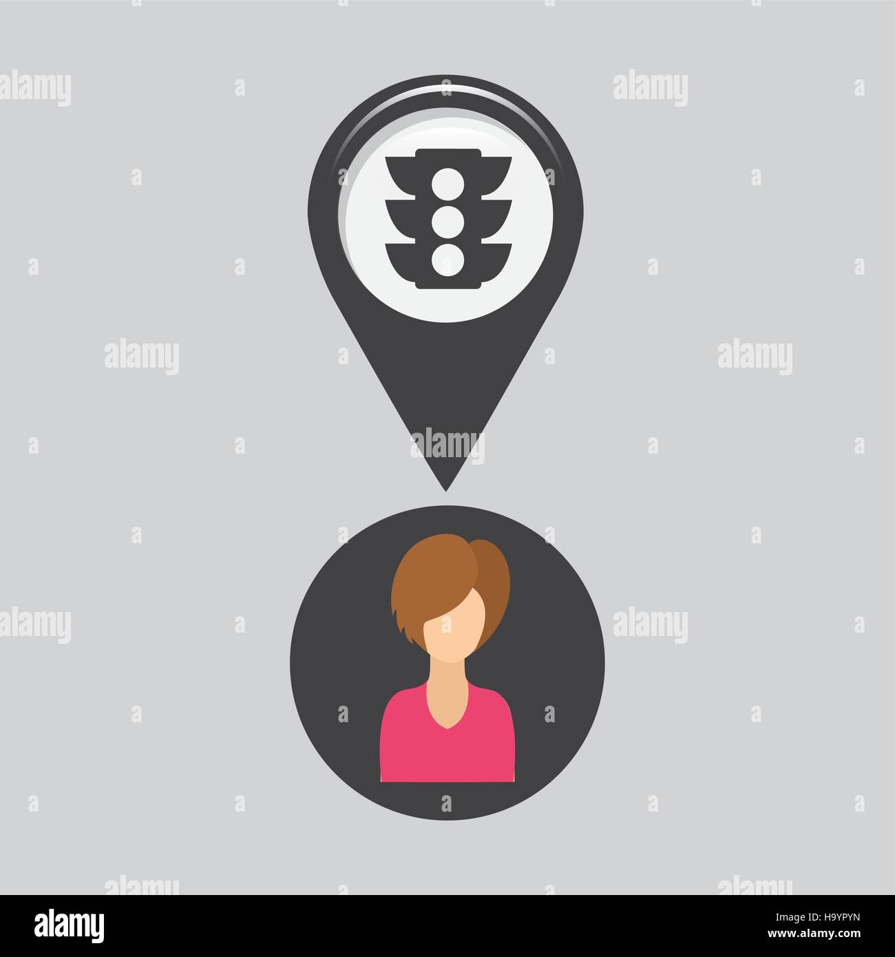 light traffic pointer map girl design icon vector illustration Stock ...