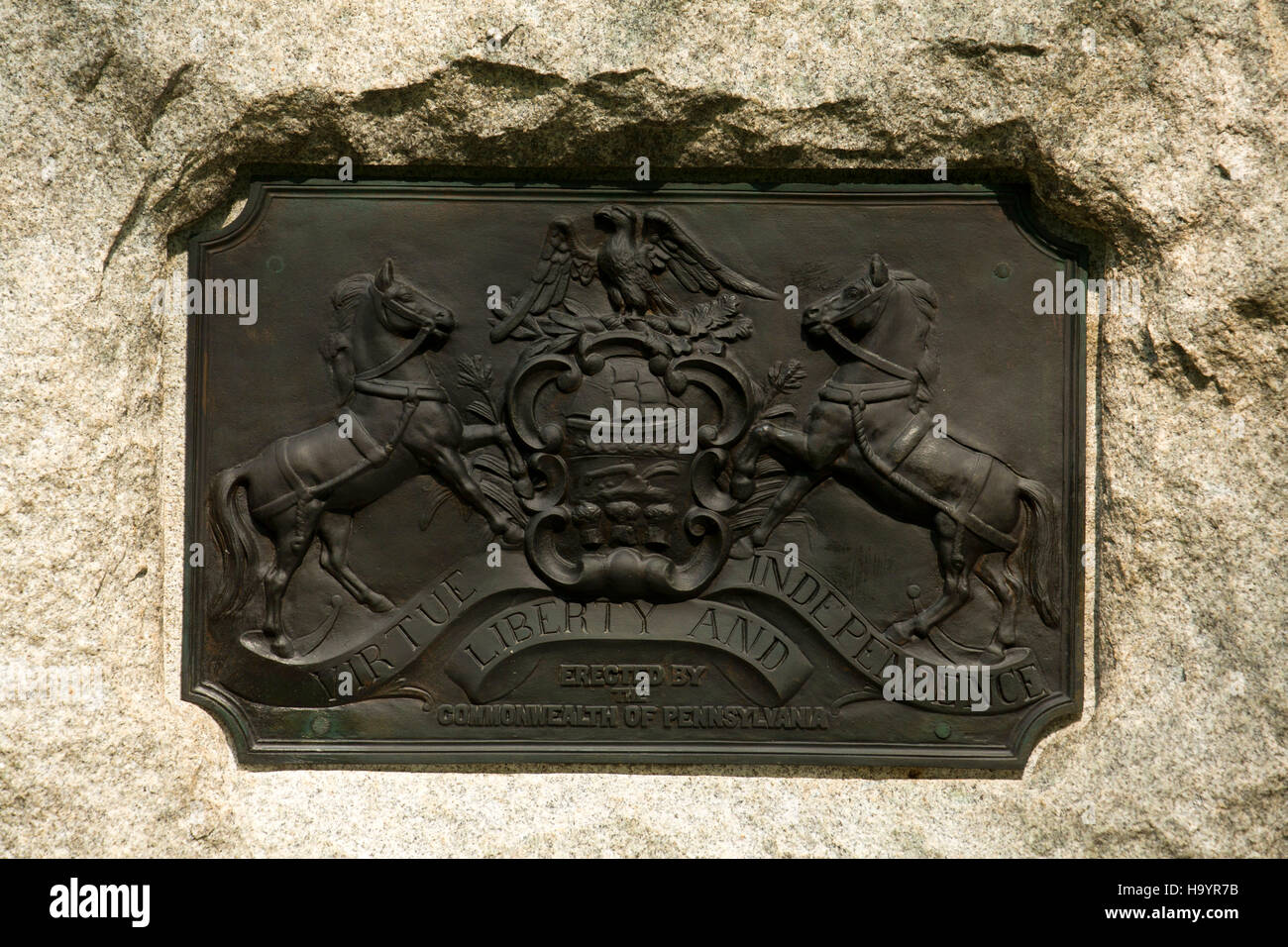 5th Ohio Infantry monument plaque, Gettysburg National Military Park, Pennsylvania Stock Photo ...