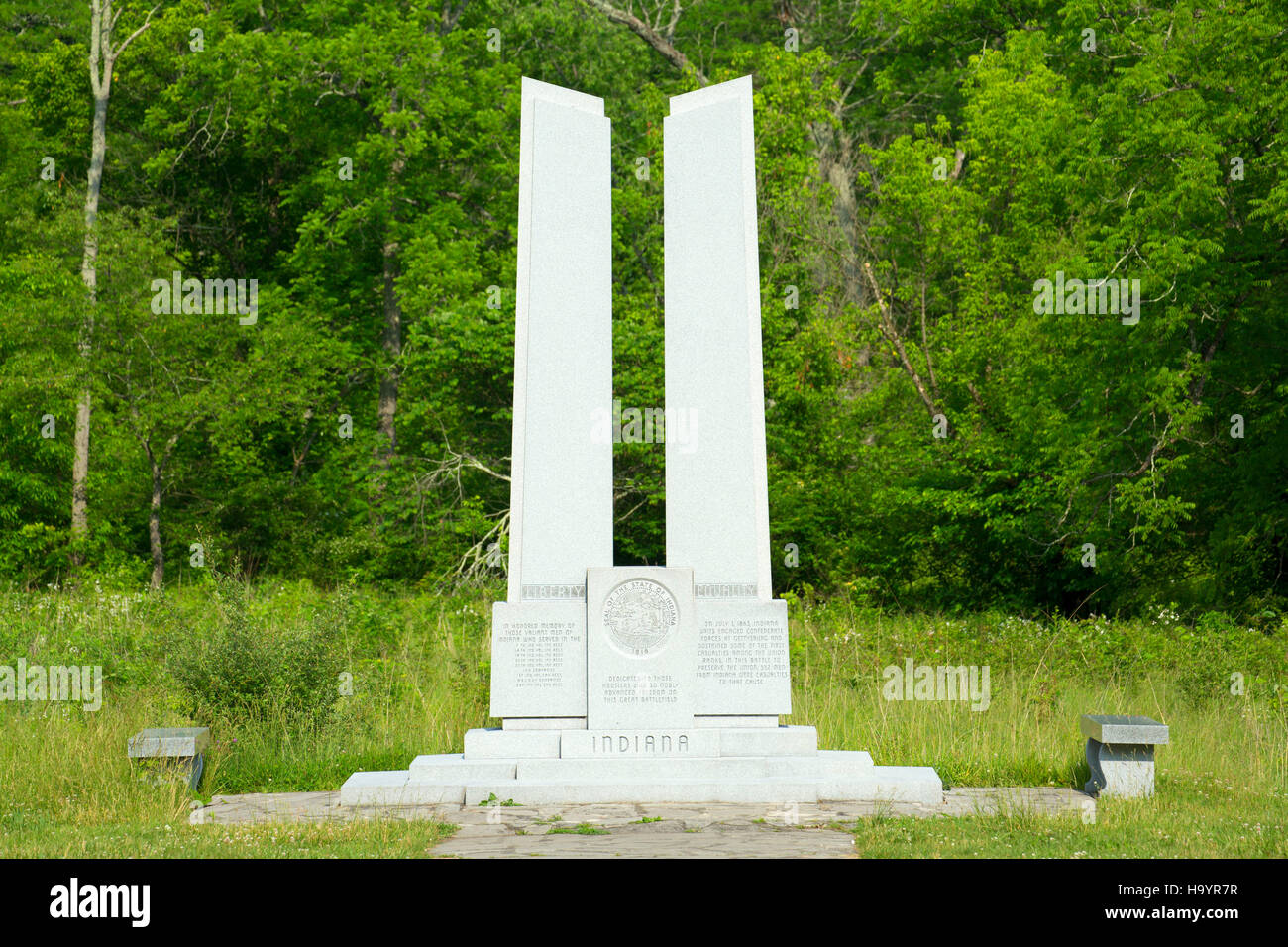 Indiana monument, Gettysburg National Military Park, Pennsylvania Stock ...