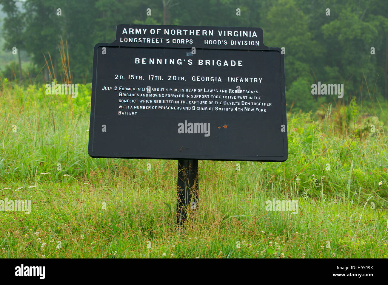 Benning's Brigade sign, Gettysburg National Military Park, Pennsylvania ...