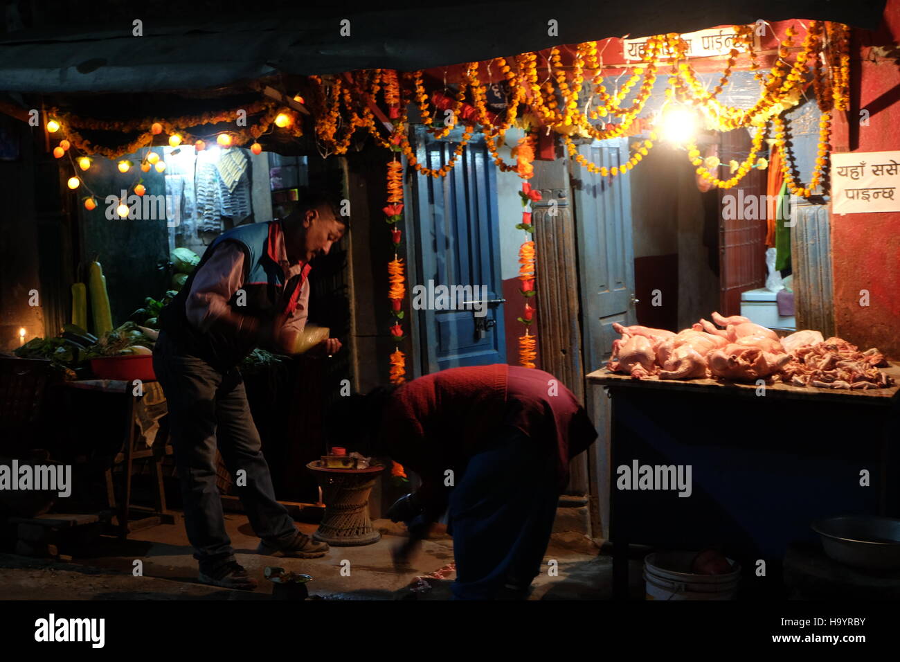 people prepare for the tihkal ceremony in kathmandu, nepal in nov. 2016 ...