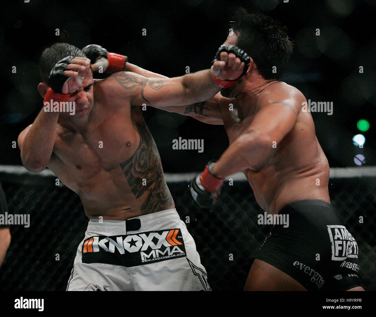 Diego Saraiva, left, fights Jorge Gurgel during UFC 73 at the Arco ...