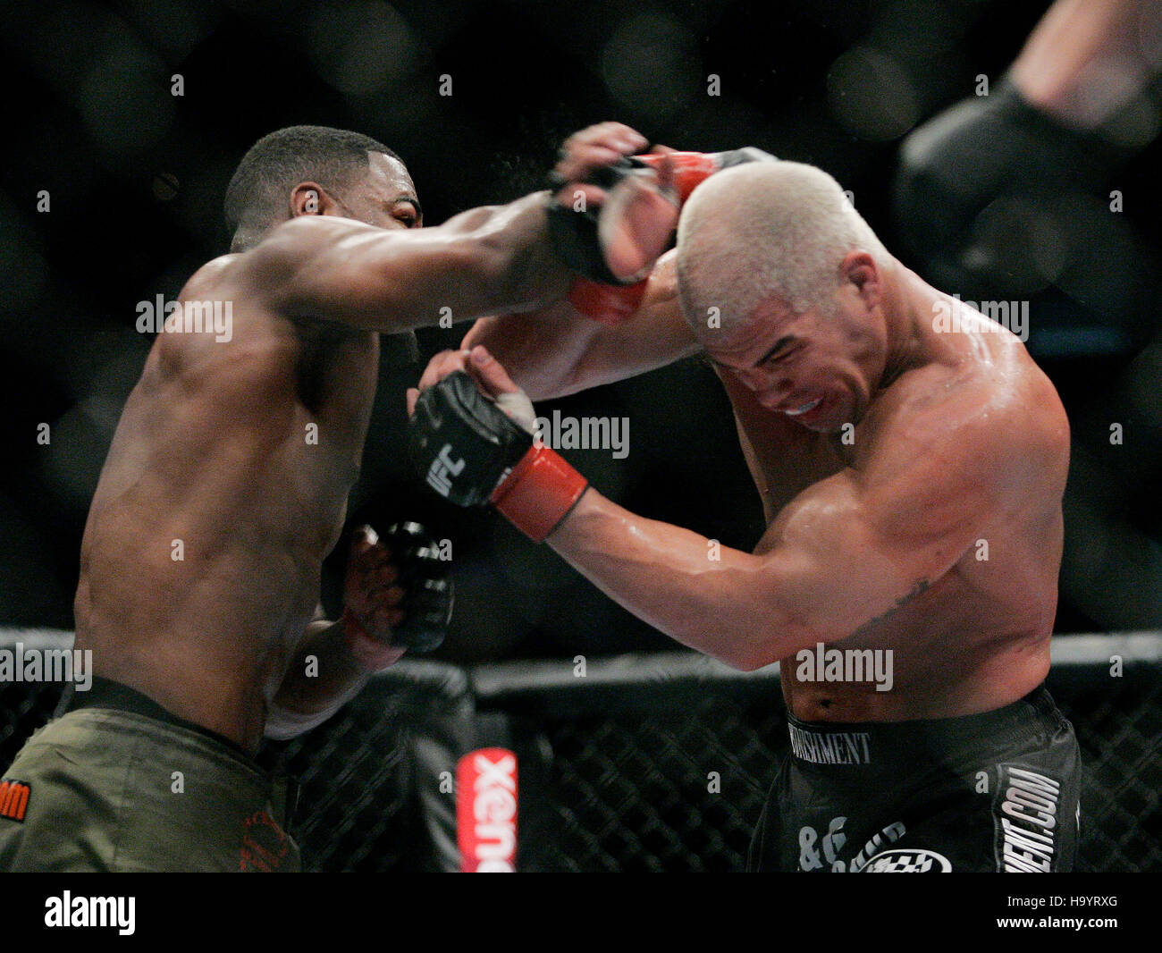 Tito Ortiz, right, fights Rashad Evans during UFC 73 at the Arco Arena ...