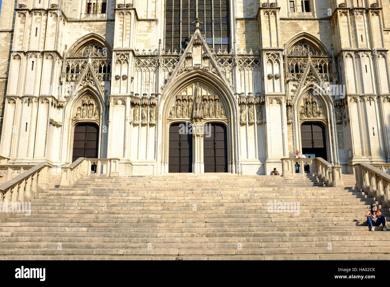 Cardinal Mercier statue at Cathedral of St. Michael and St. Gudula ...