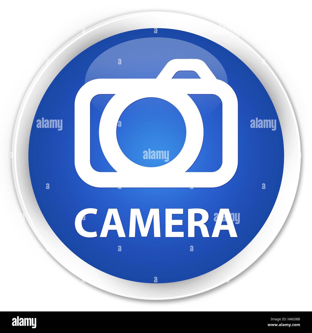 Camera isolated on premium blue round button abstract illustration ...