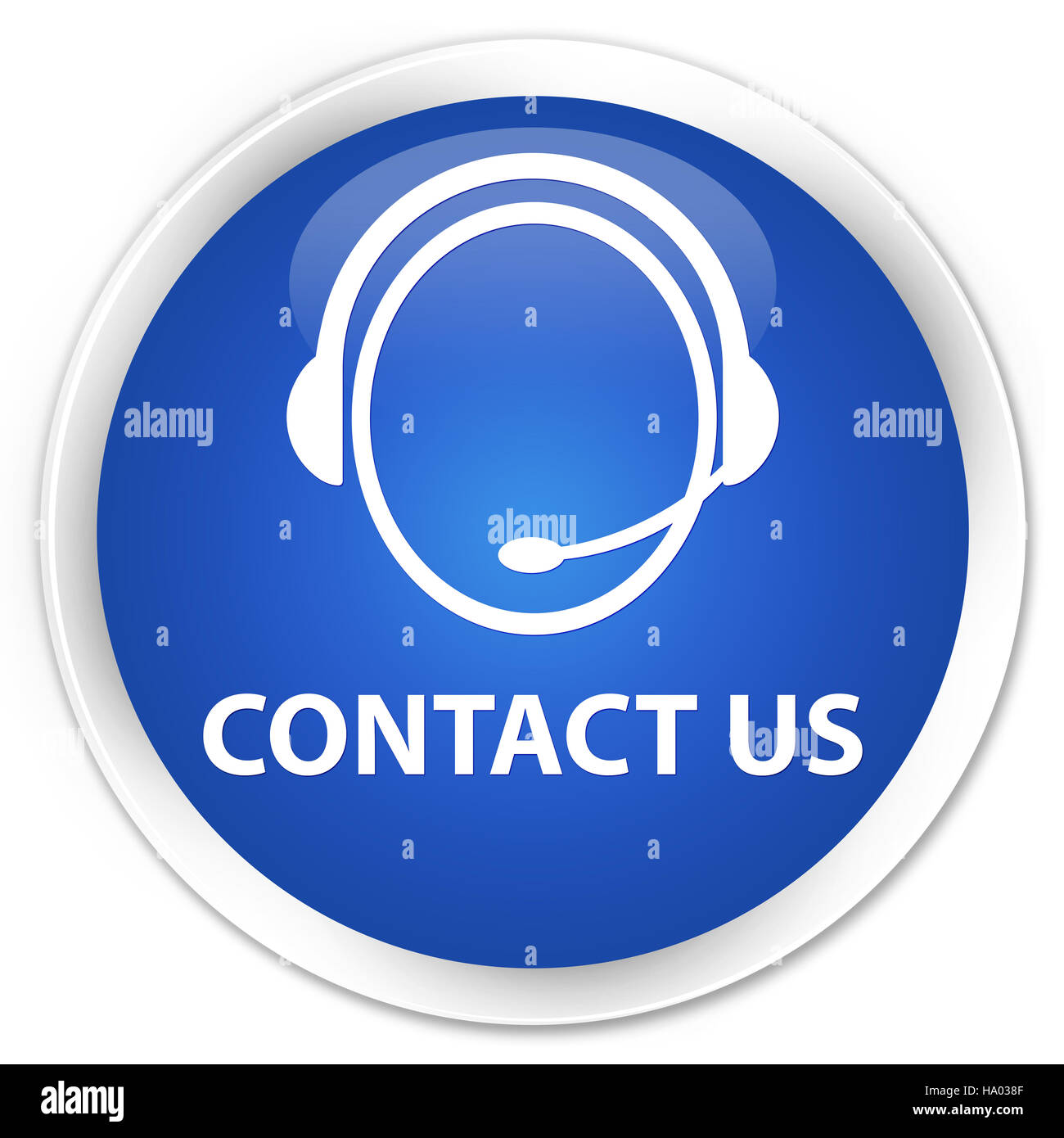 Contact us (customer care icon) isolated on premium blue round button ...