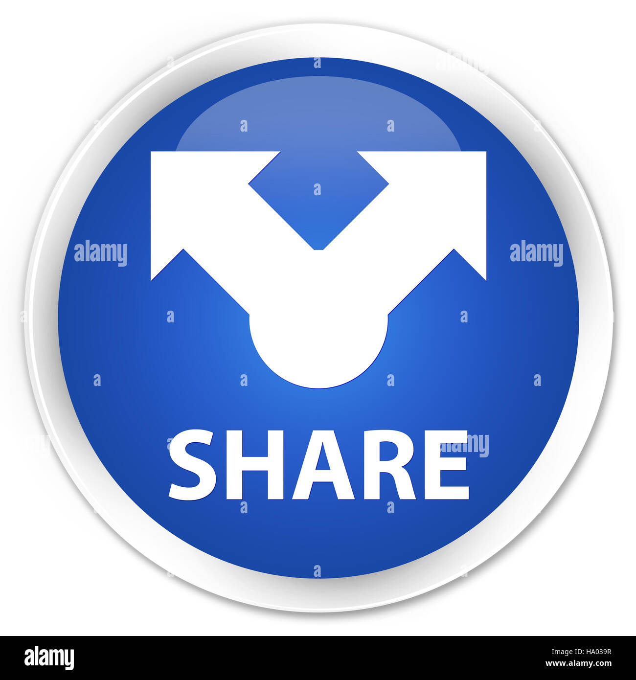 Share isolated on premium blue round button abstract illustration Stock ...