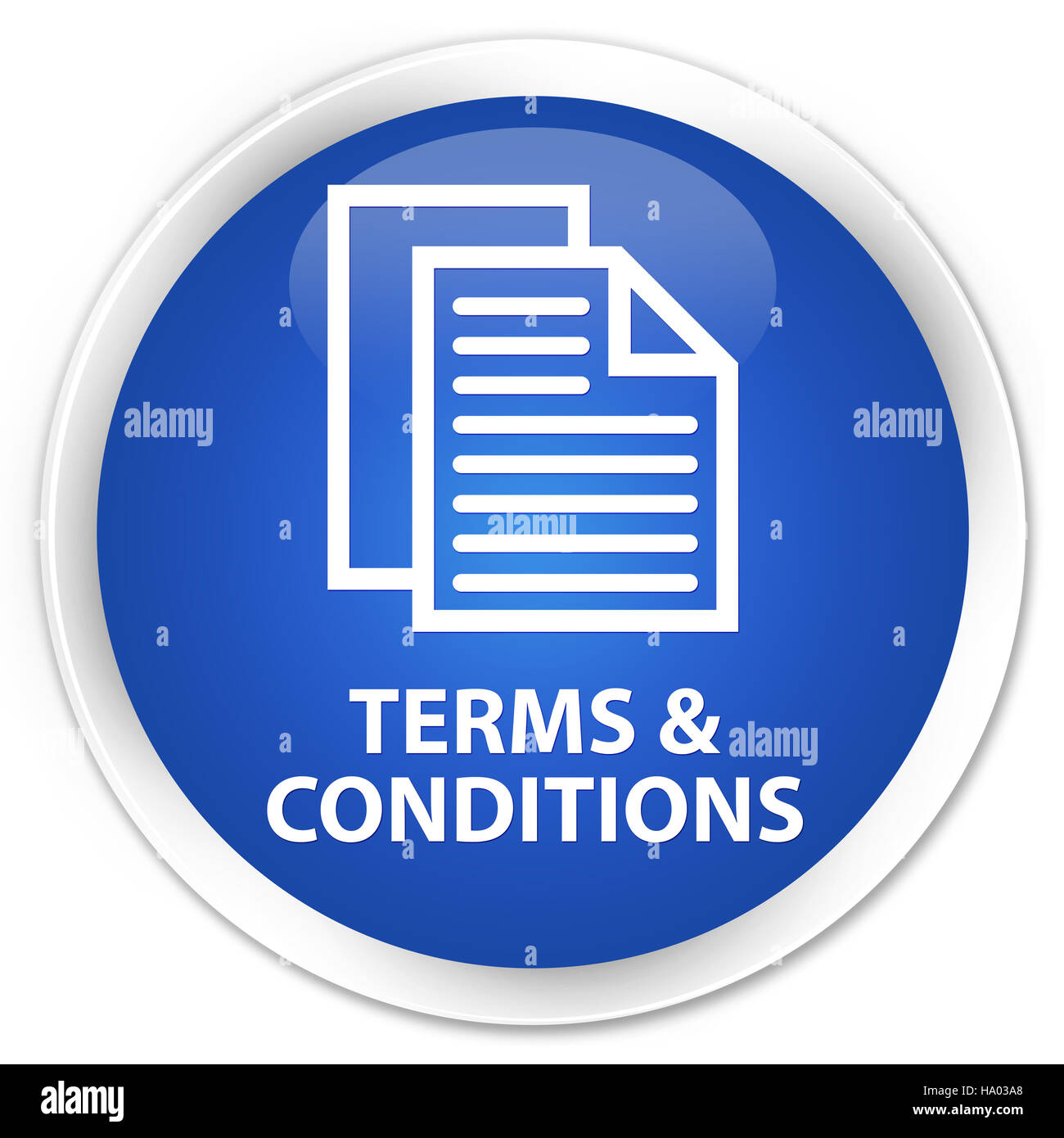 Terms and conditions (pages icon) isolated on premium blue round button ...