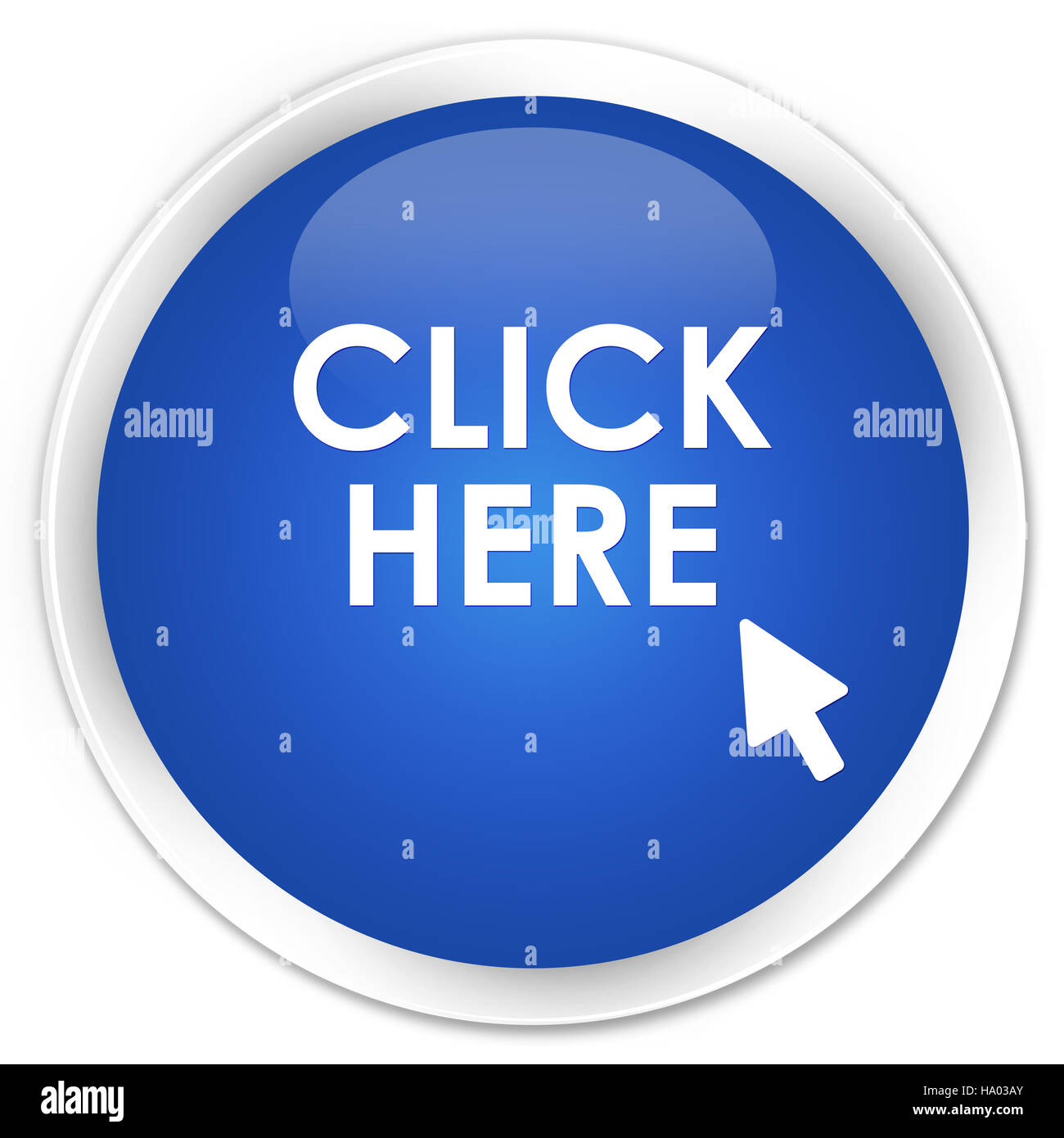 Click here isolated on premium blue round button abstract illustration ...