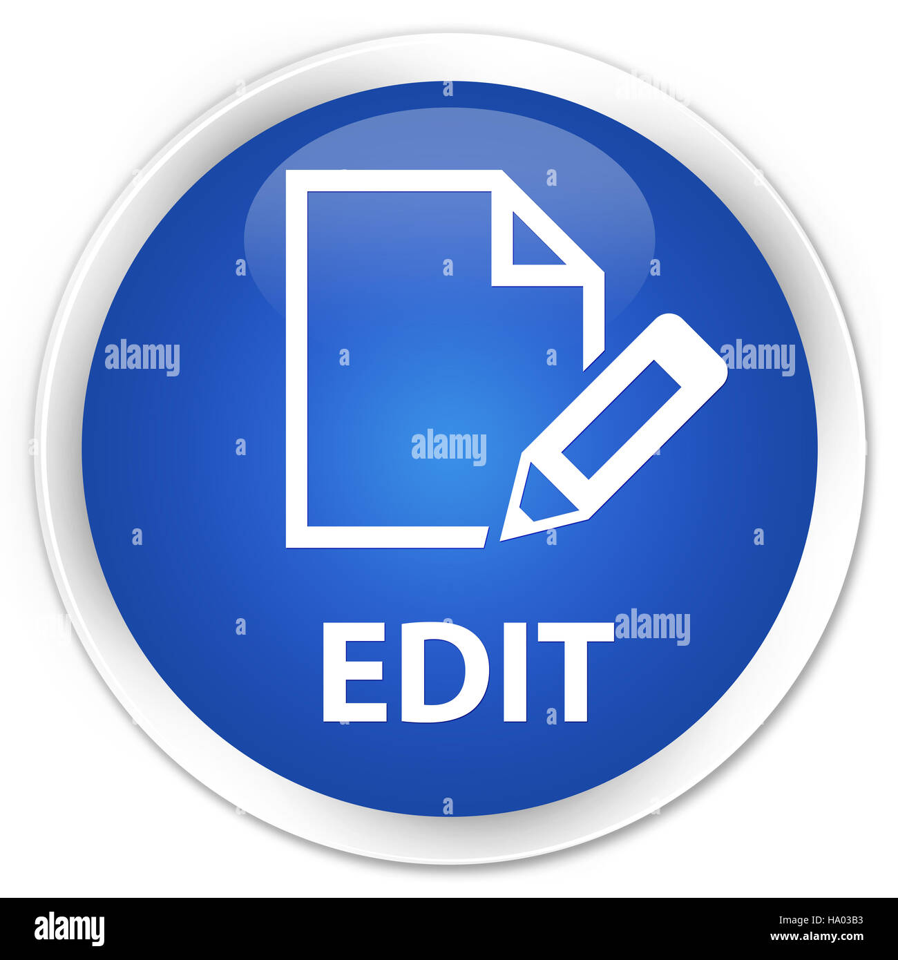 Edit isolated on premium blue round button abstract illustration Stock ...