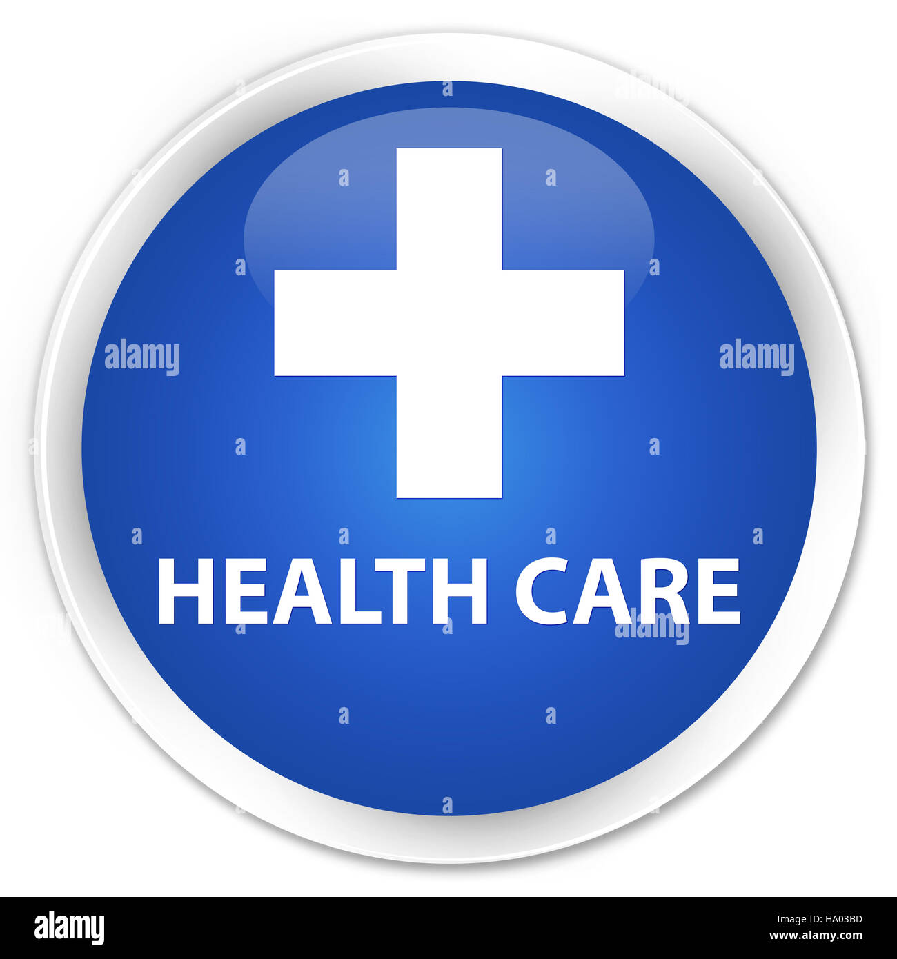 Health care (plus sign) isolated on premium blue round button abstract ...