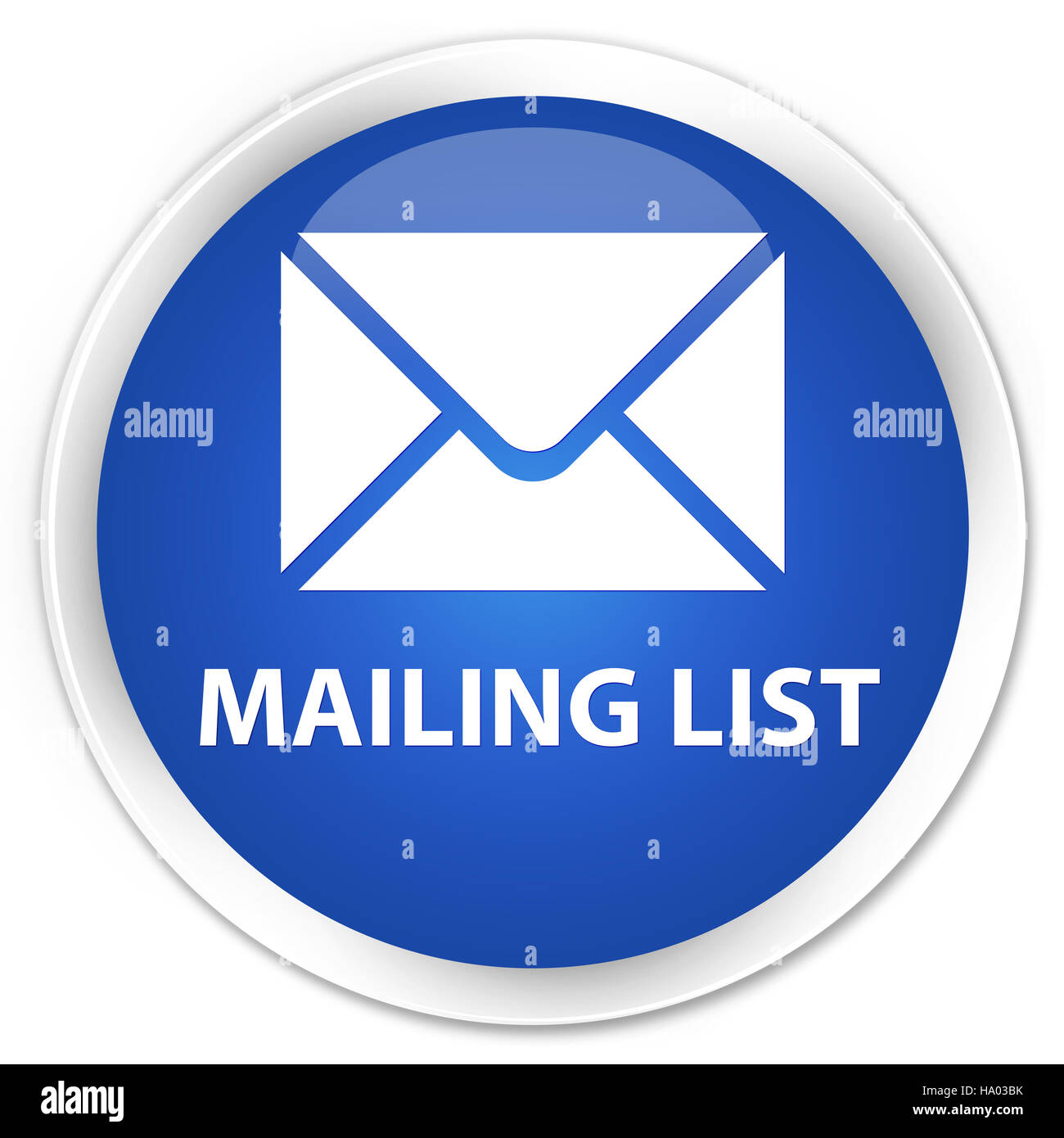 Mailing list isolated on premium blue round button abstract ...