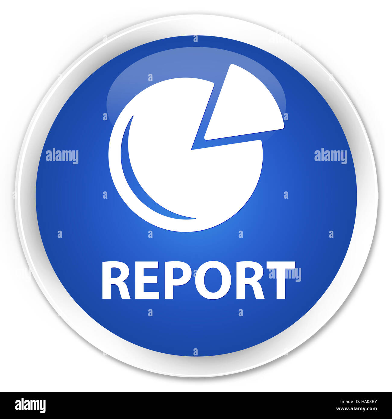 Report (graph icon) isolated on premium blue round button abstract ...