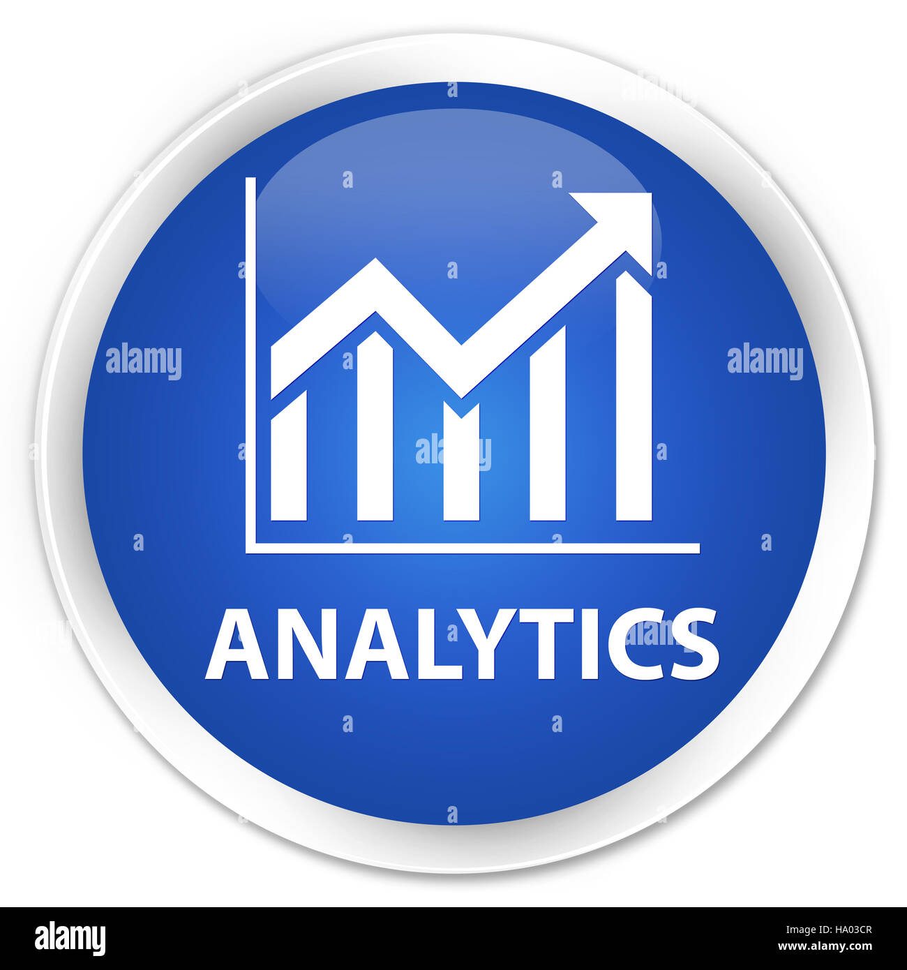 Analytics (statistics icon) isolated on premium blue round button ...