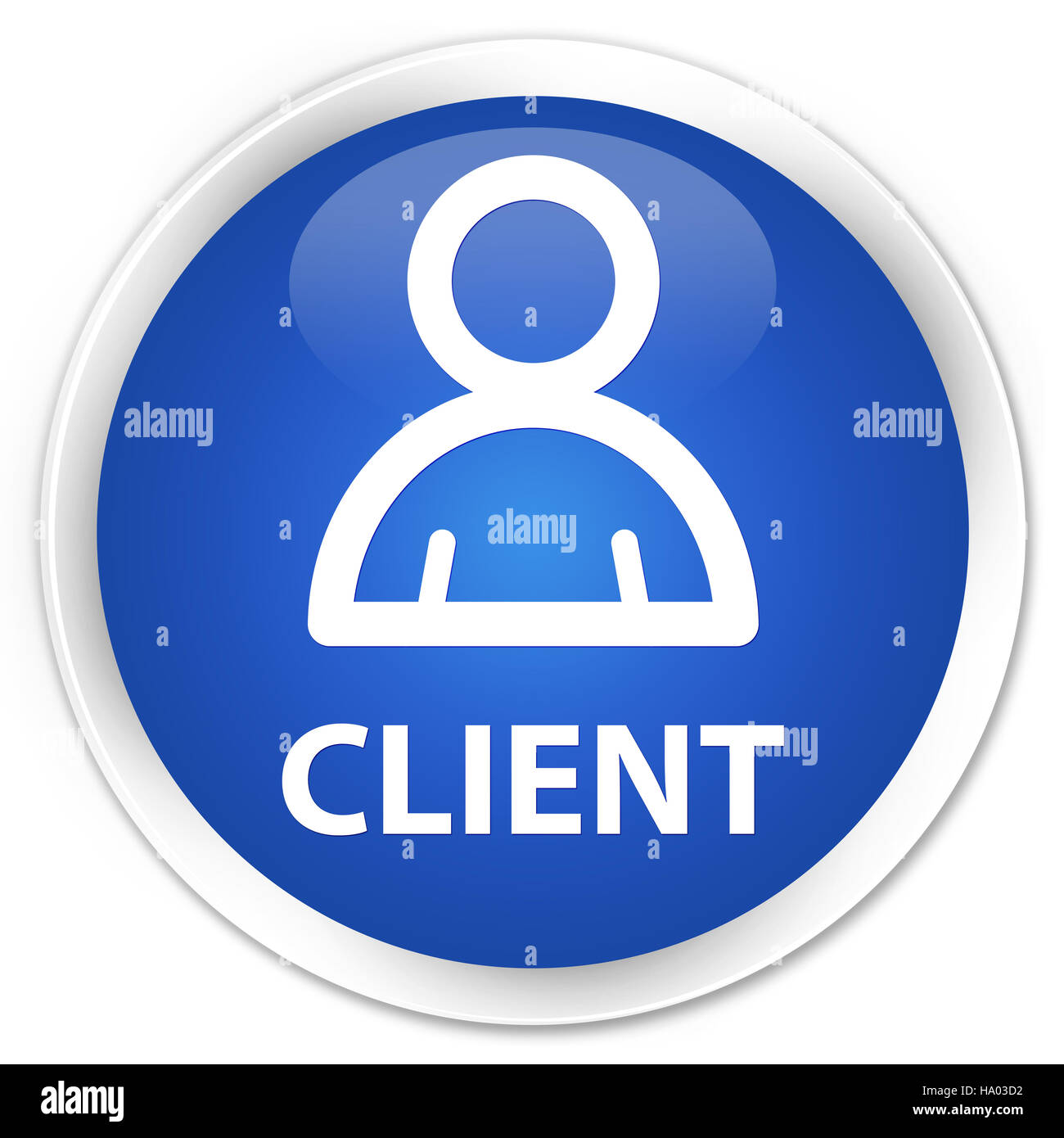 Client (member icon) isolated on premium blue round button abstract ...