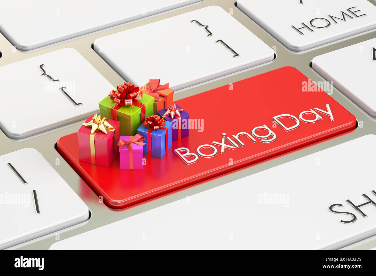 Boxing Day concept, red key on keyboard. 3D rendering Stock Photo - Alamy