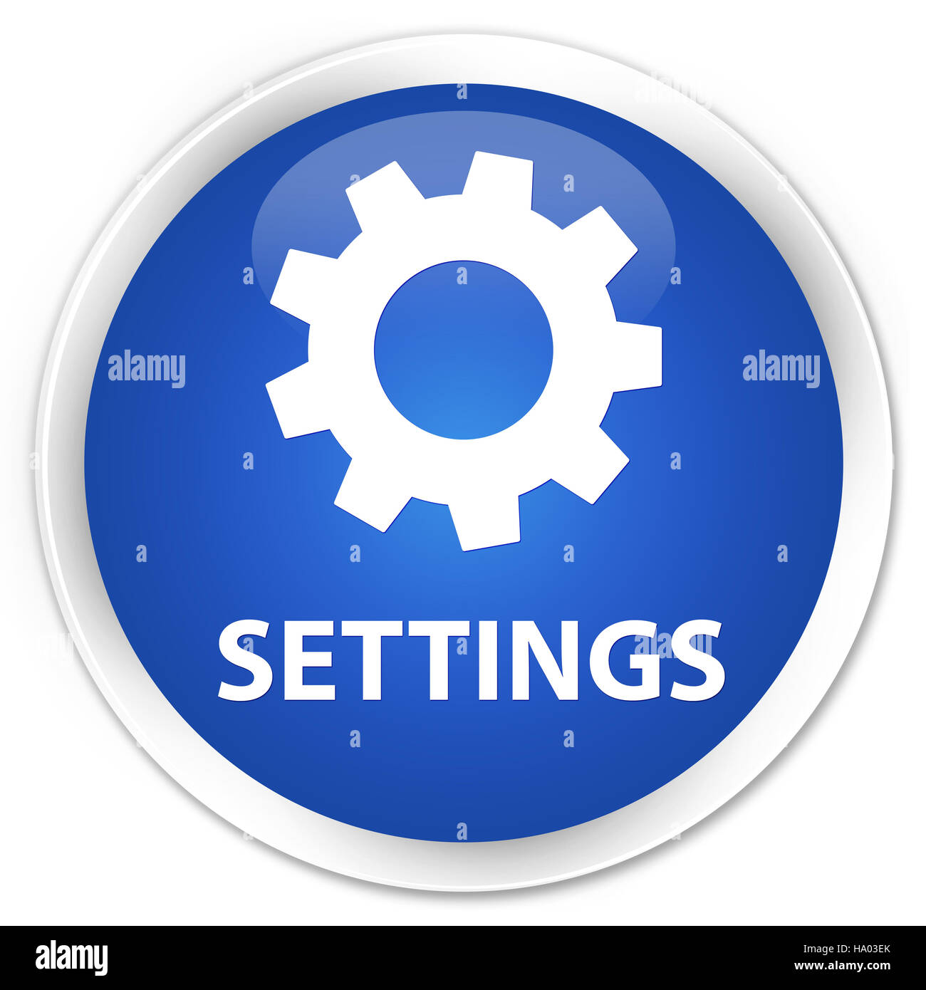 Settings isolated on premium blue round button abstract illustration ...