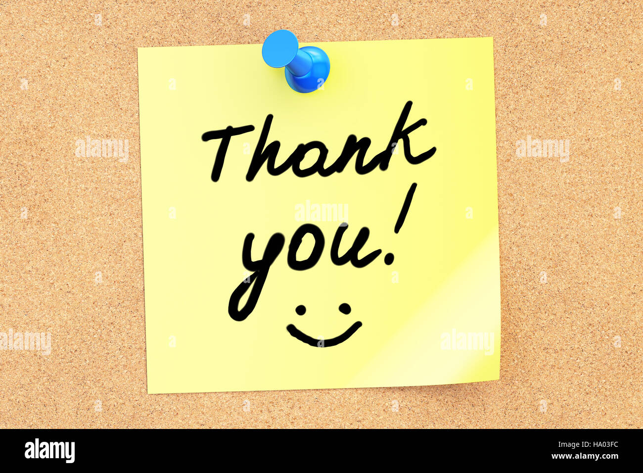 Thank You text on a sticky note, 3D rendering Stock Photo - Alamy