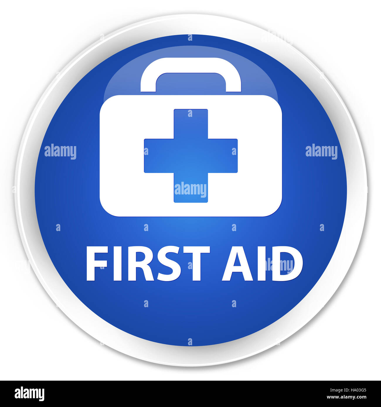 First aid isolated on premium blue round button abstract illustration ...