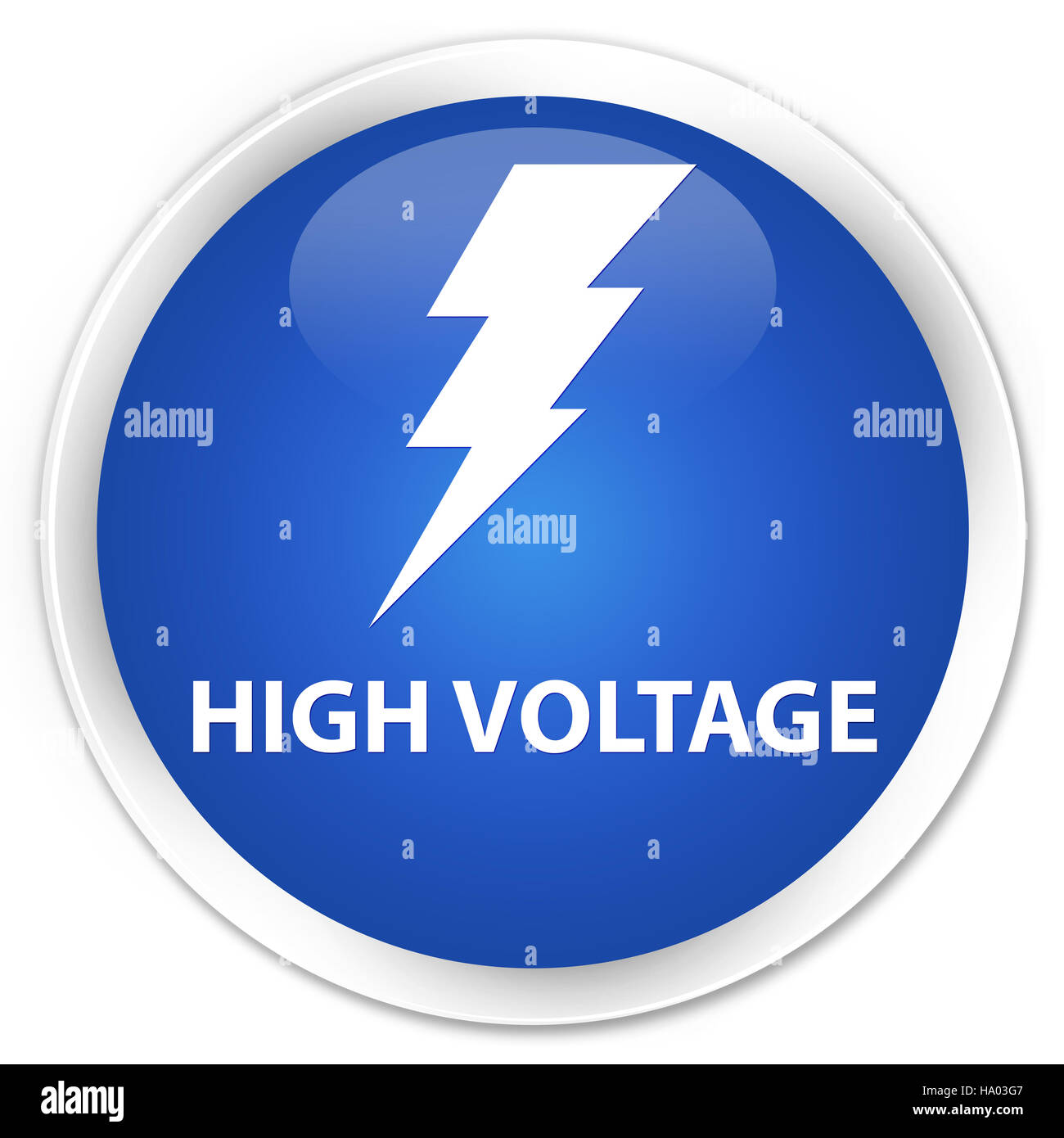 High voltage (electricity icon) isolated on premium blue round button ...