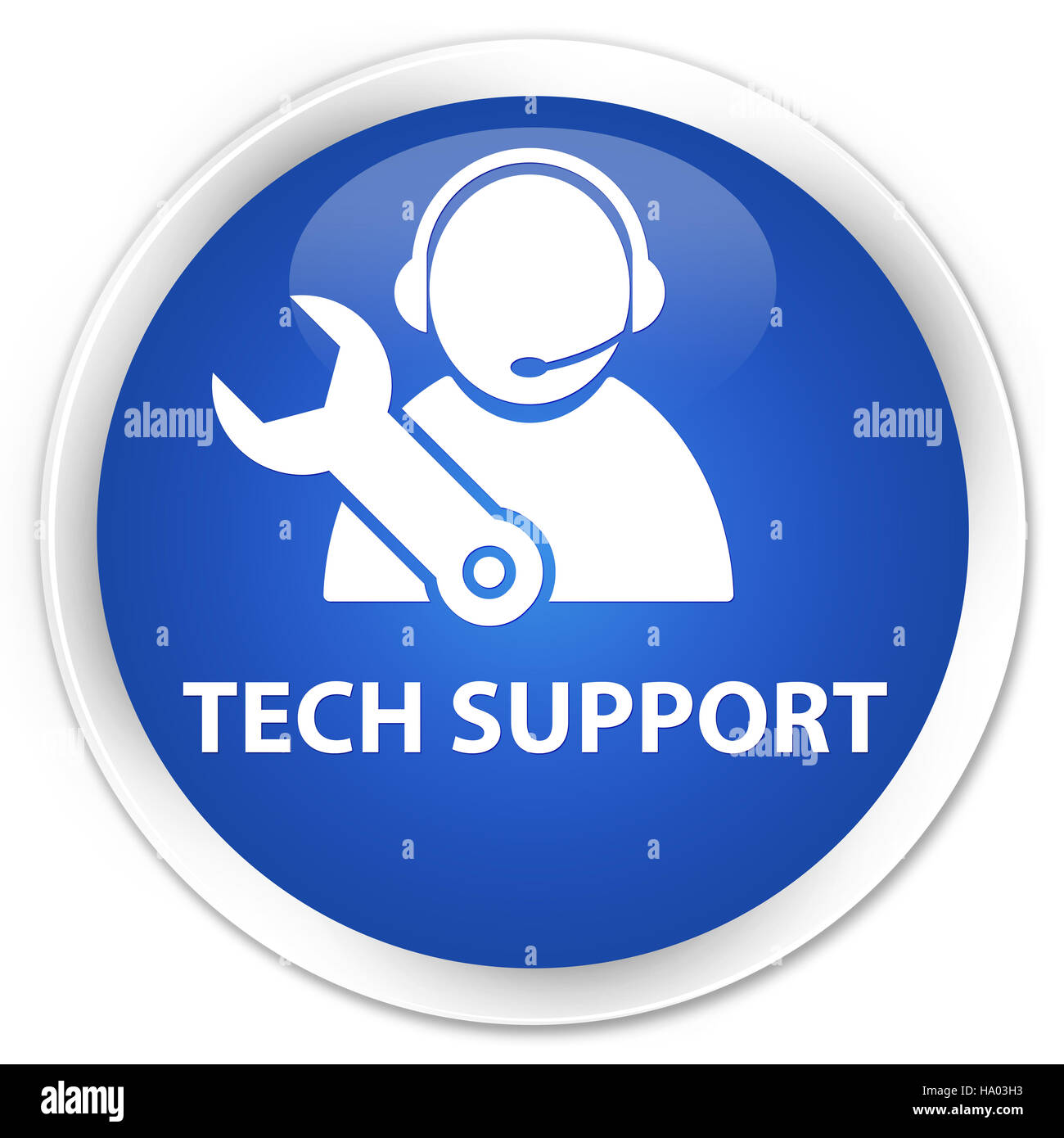 Tech support isolated on premium blue round button abstract ...