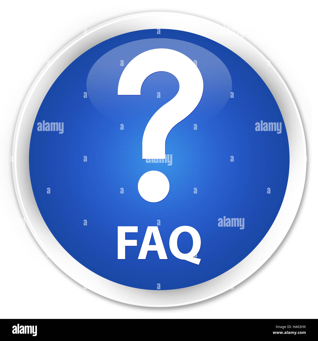 Faq (question icon) isolated on premium blue round button abstract ...