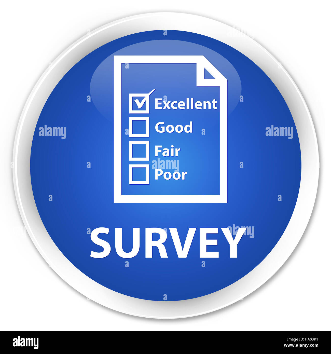 Survey (questionnaire icon) isolated on premium blue round button ...