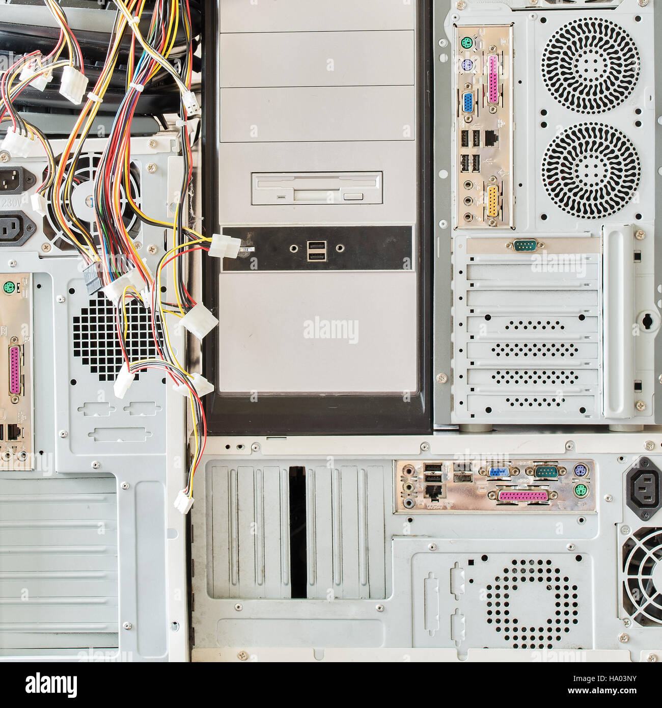 dirty old computers for electronic recycling Stock Photo - Alamy