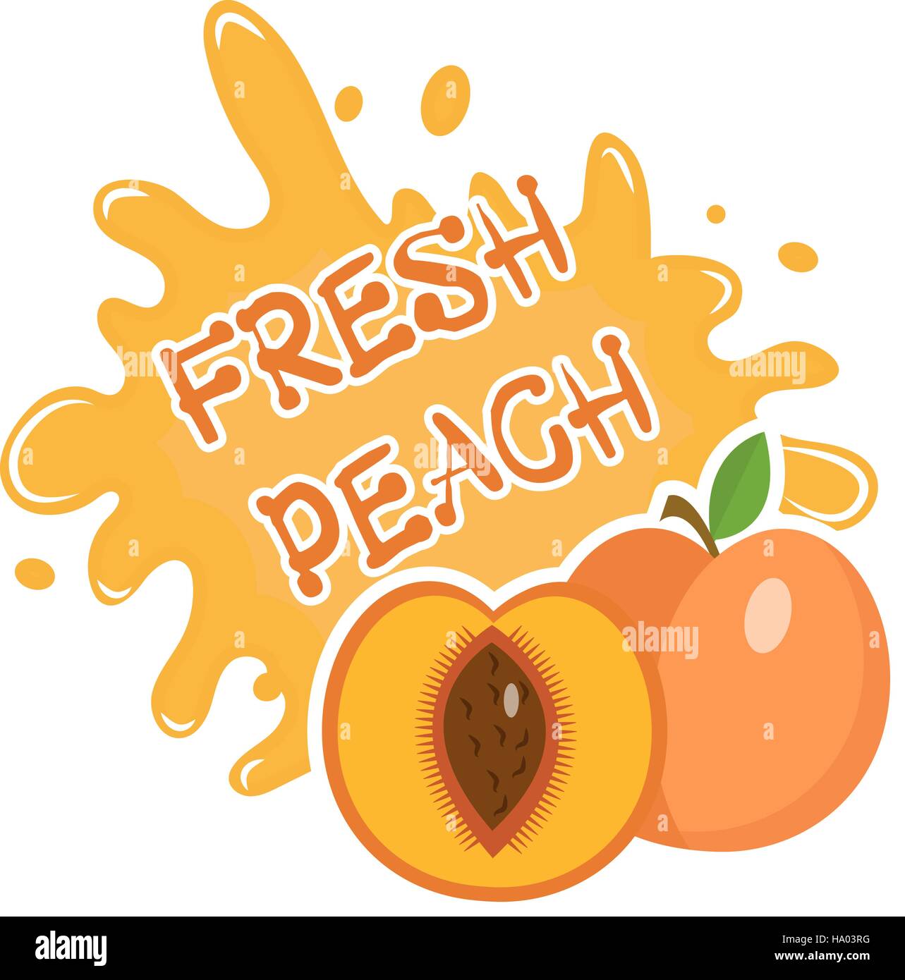 Fresh Peach splash icon, logo, sticker. Fruit splashing isolated on ...