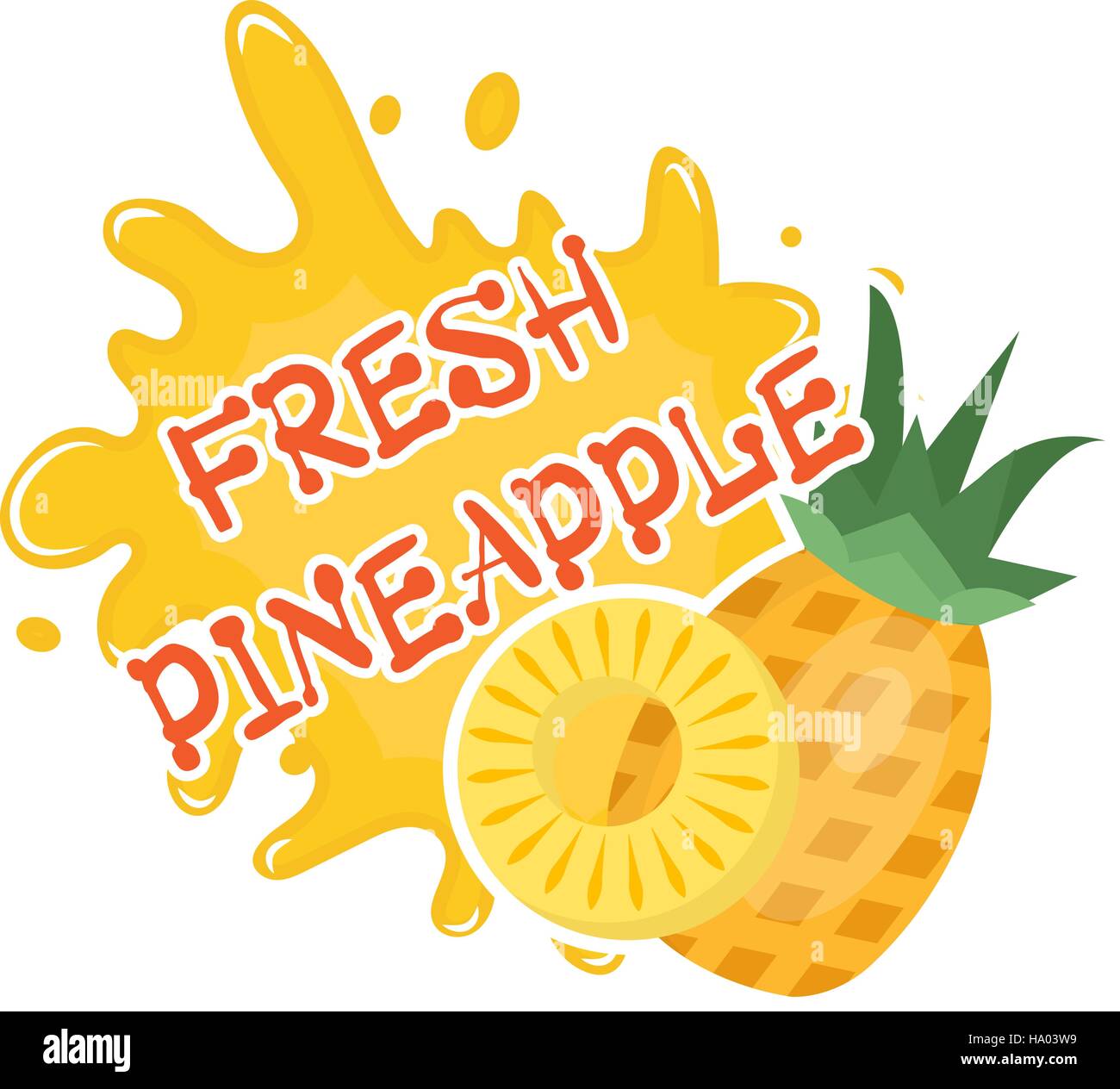Fresh pineapple splash icon, logo, sticker. Fruit splashing isolated on ...