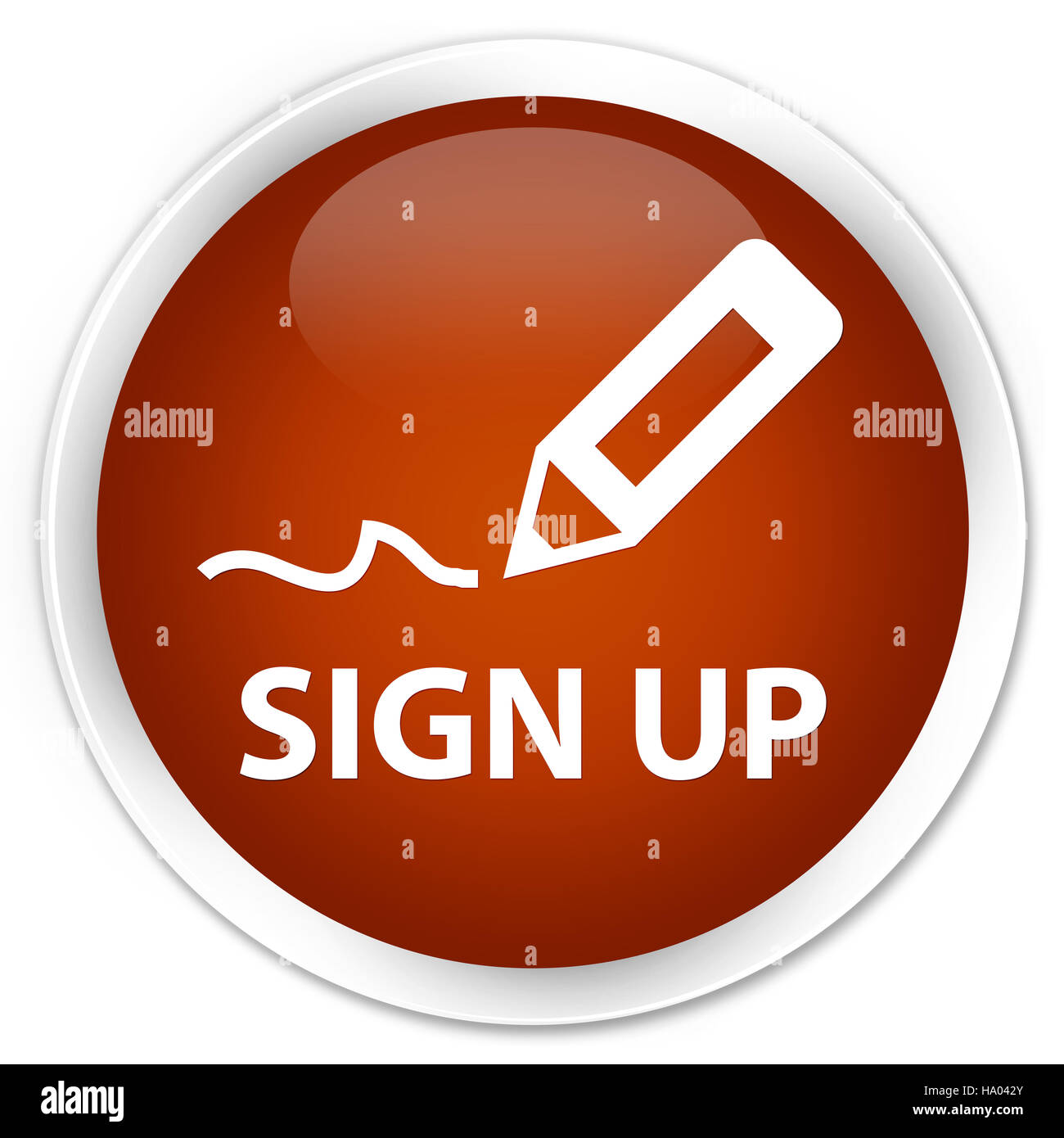 Sign up isolated on premium brown round button abstract illustration ...