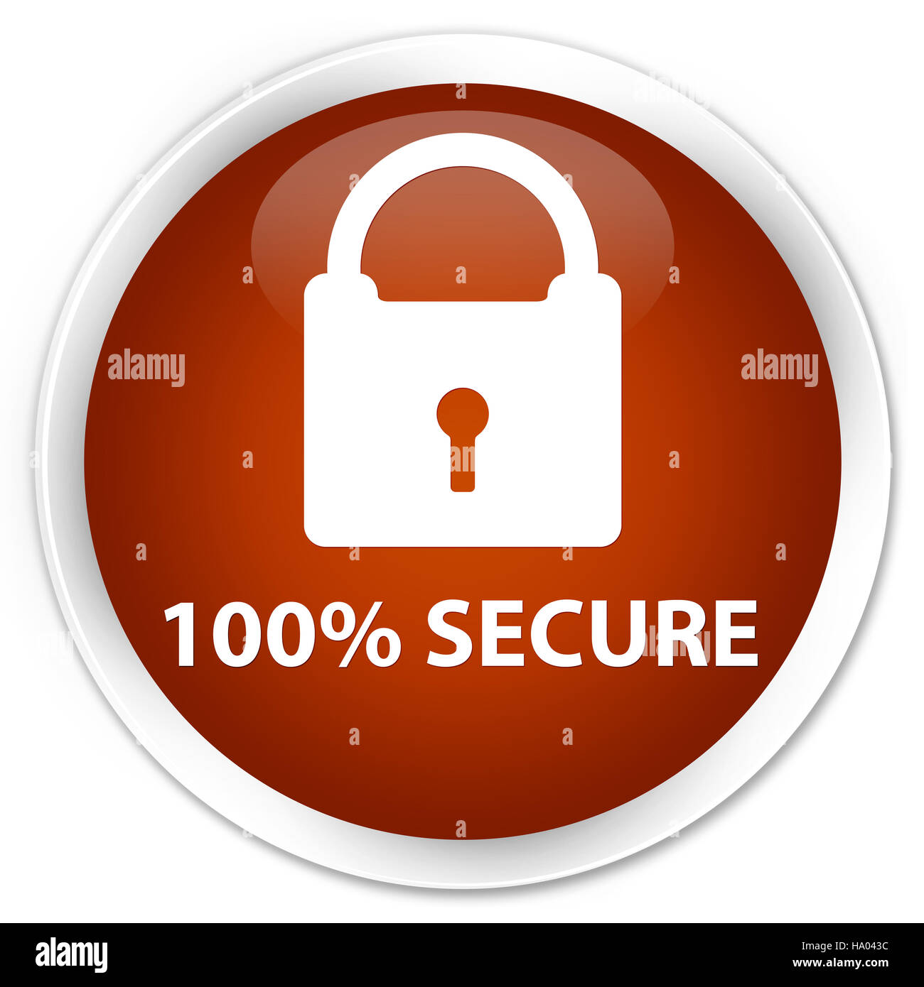 100% secure isolated on premium brown round button abstract ...