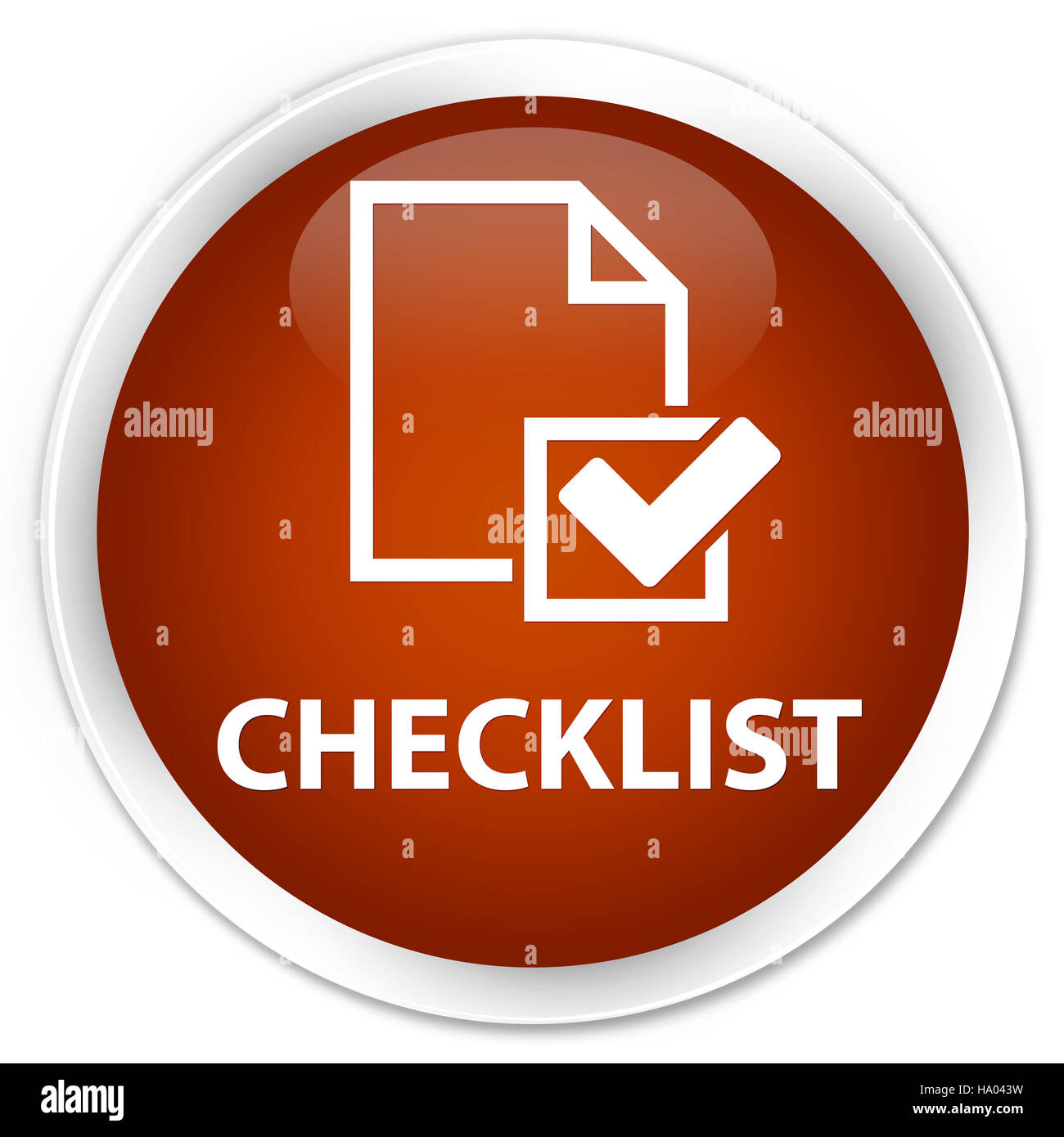 Checklist isolated on premium brown round button abstract illustratio ...