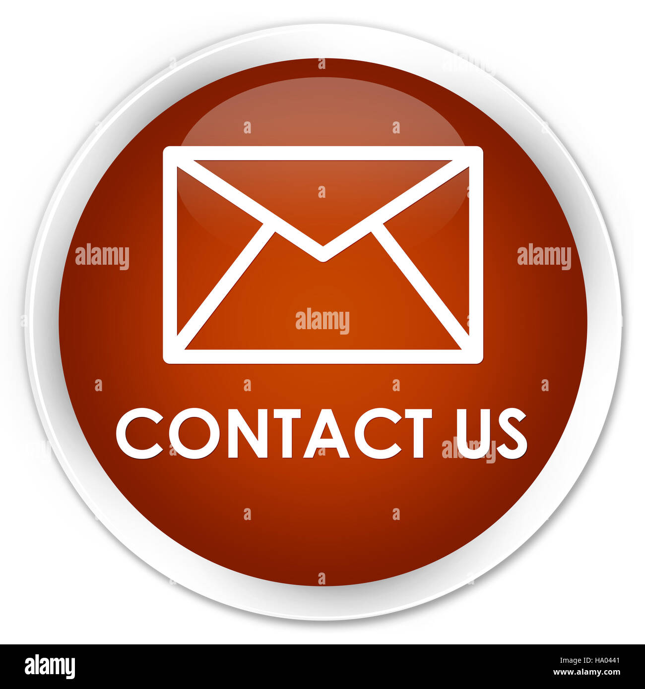Contact us (email icon) isolated on premium brown round button abstract ...