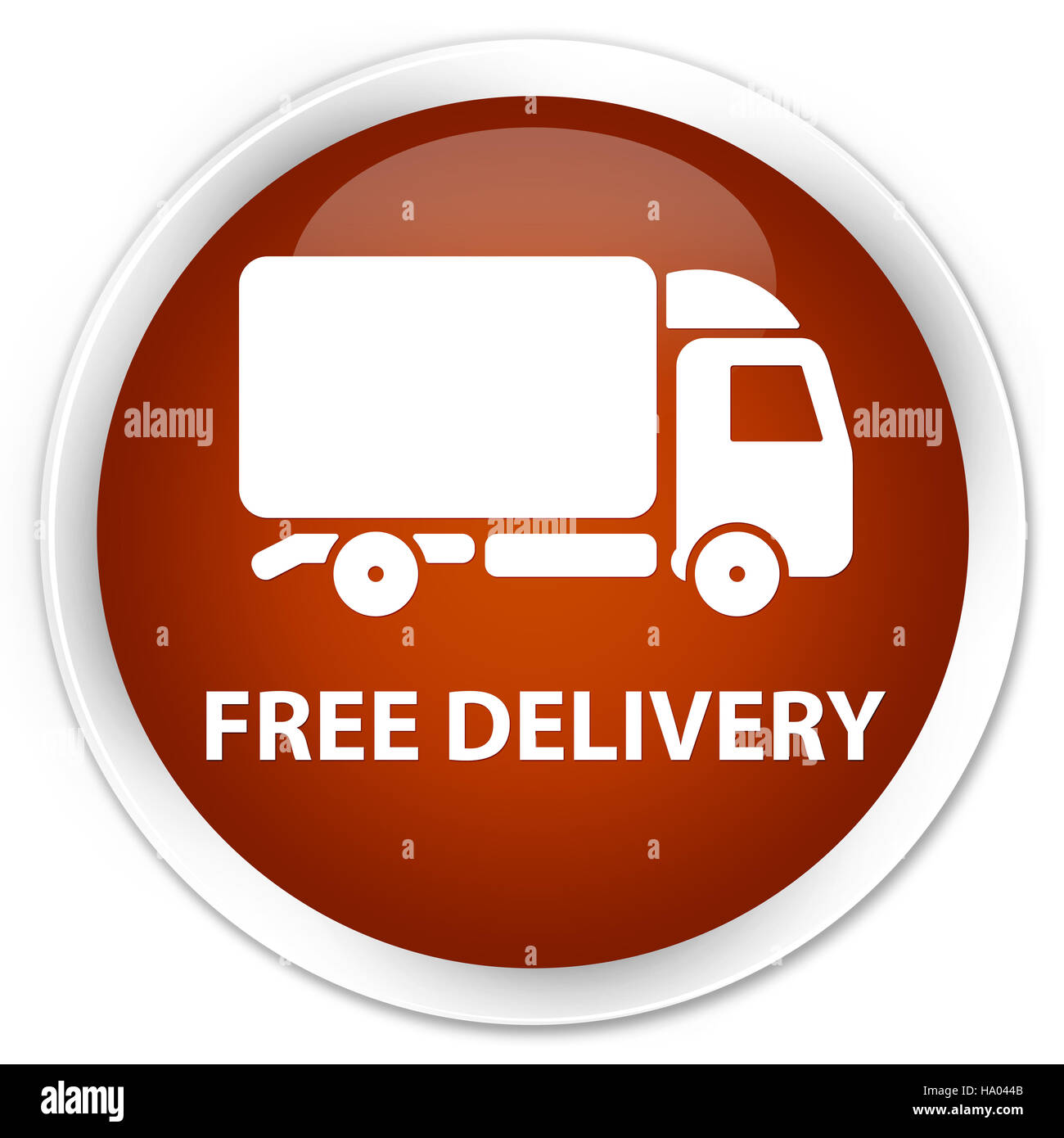 Free delivery isolated on premium brown round button abstract ...