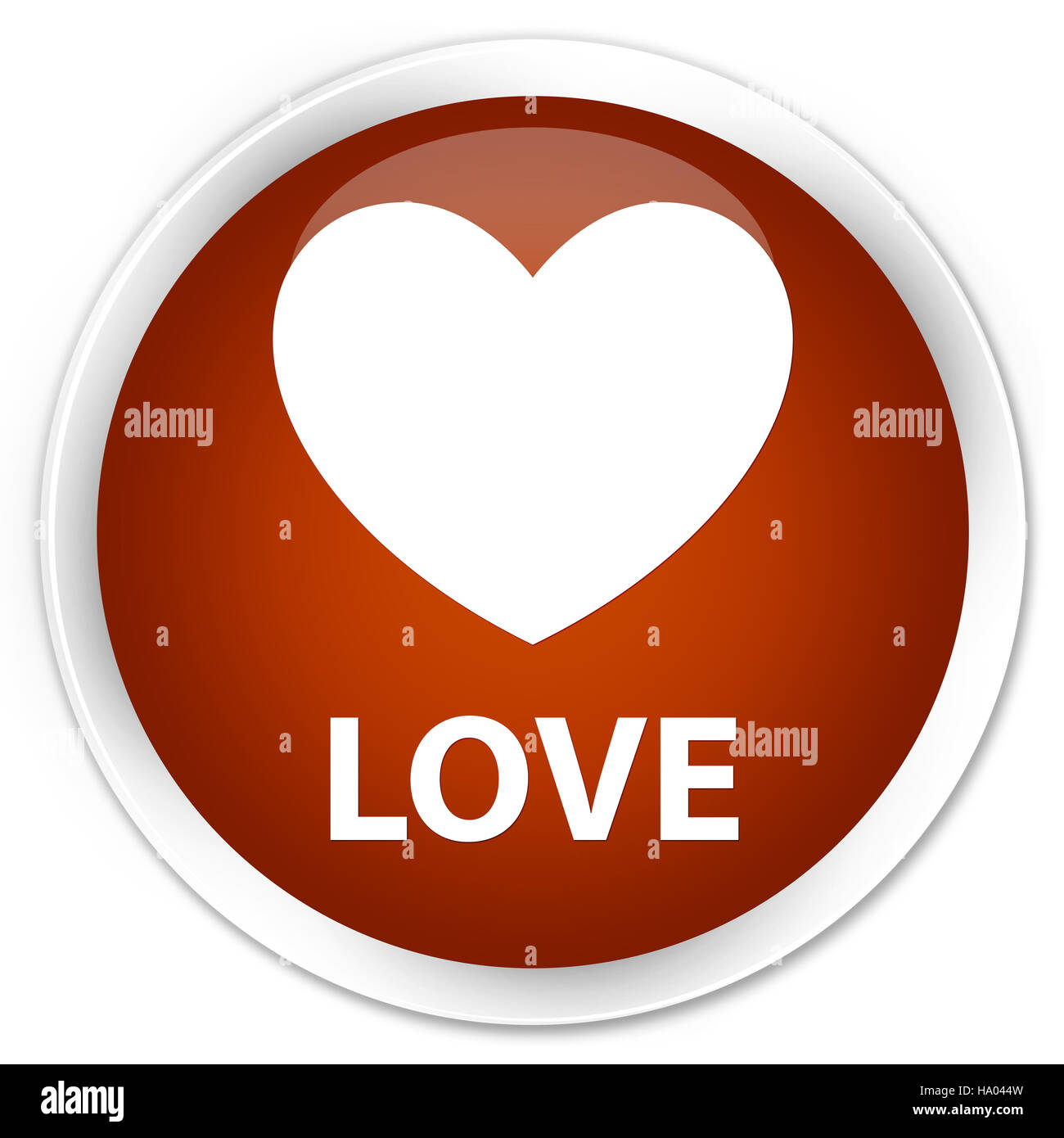 Love isolated on premium brown round button abstract illustration Stock ...