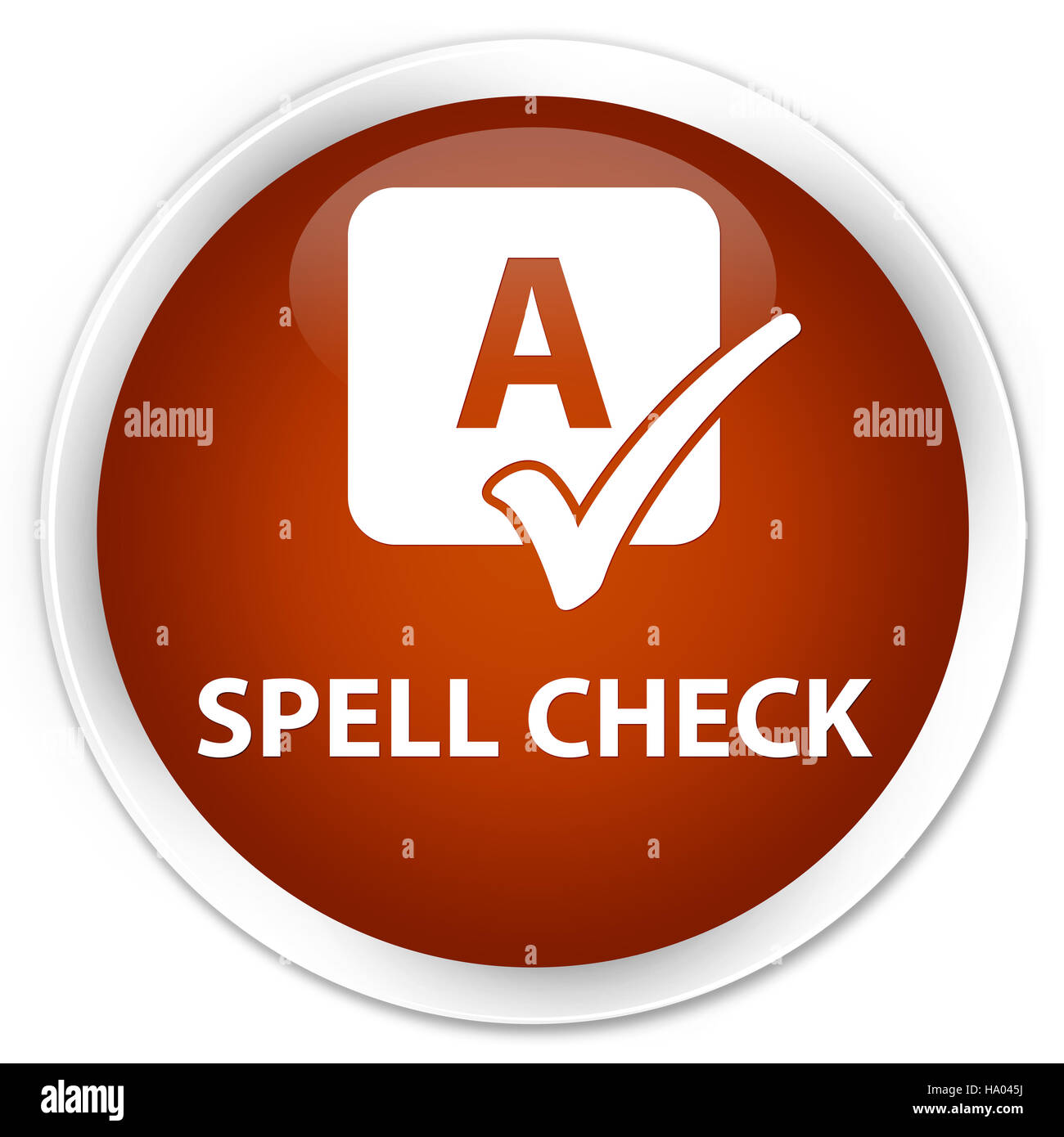 Spell check isolated on premium brown round button abstract ...