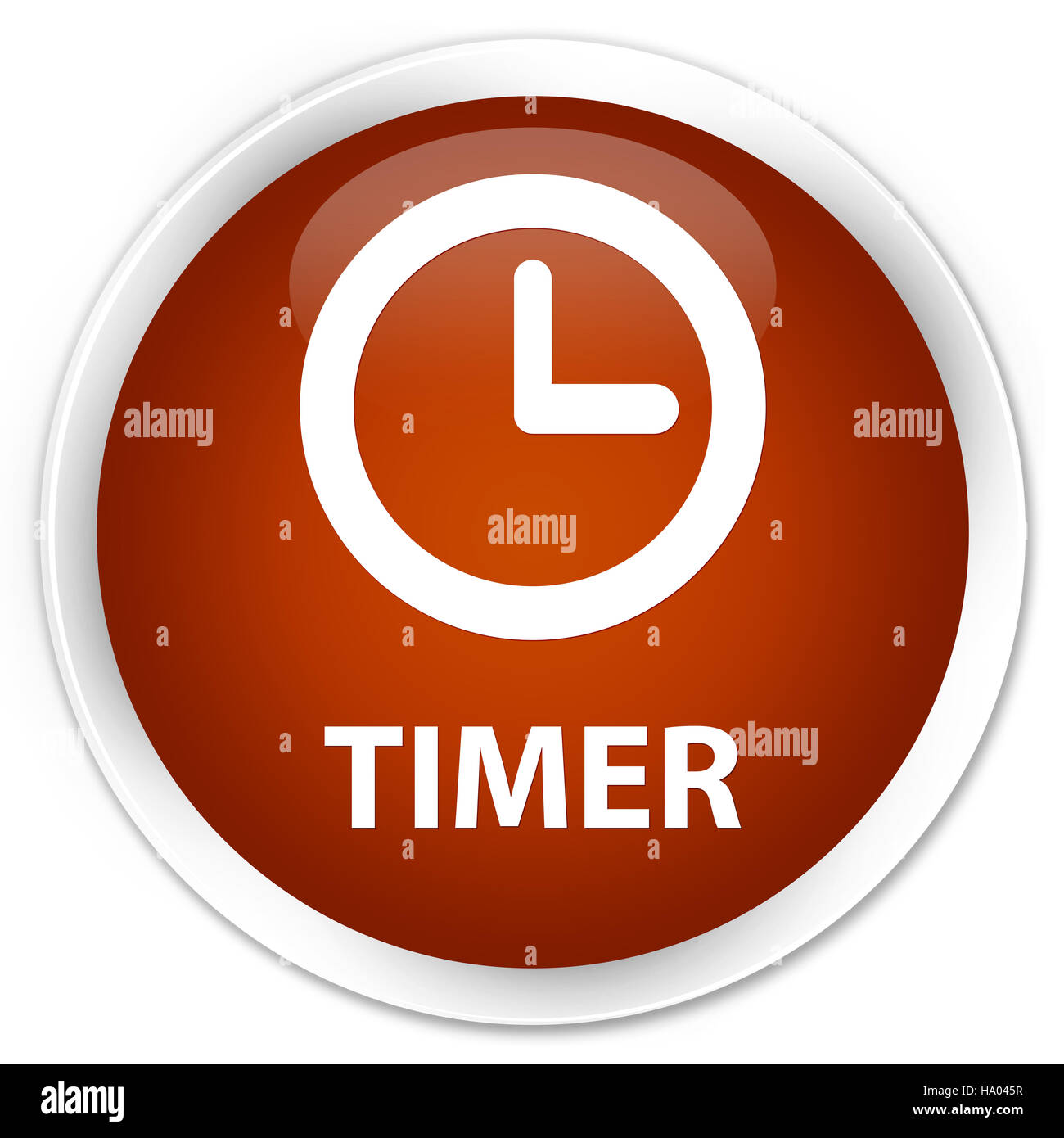 Timer isolated on premium brown round button abstract illustration ...