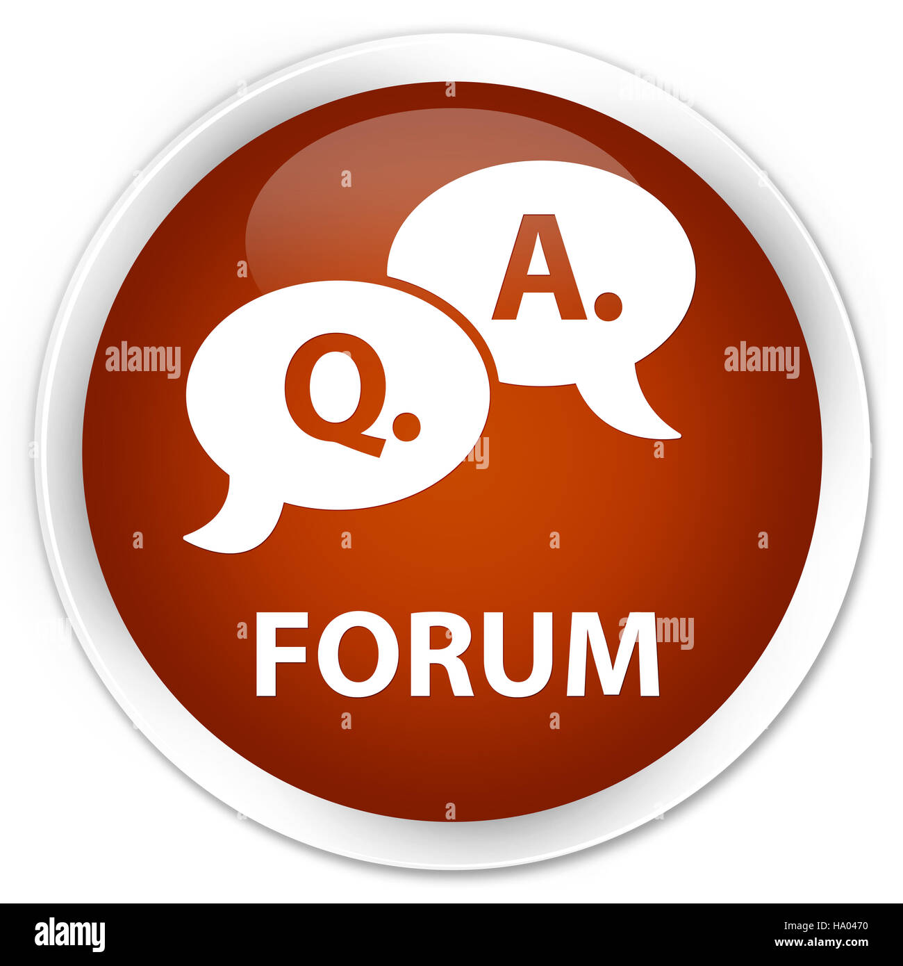 Forum (question answer bubble icon) isolated on premium brown round ...
