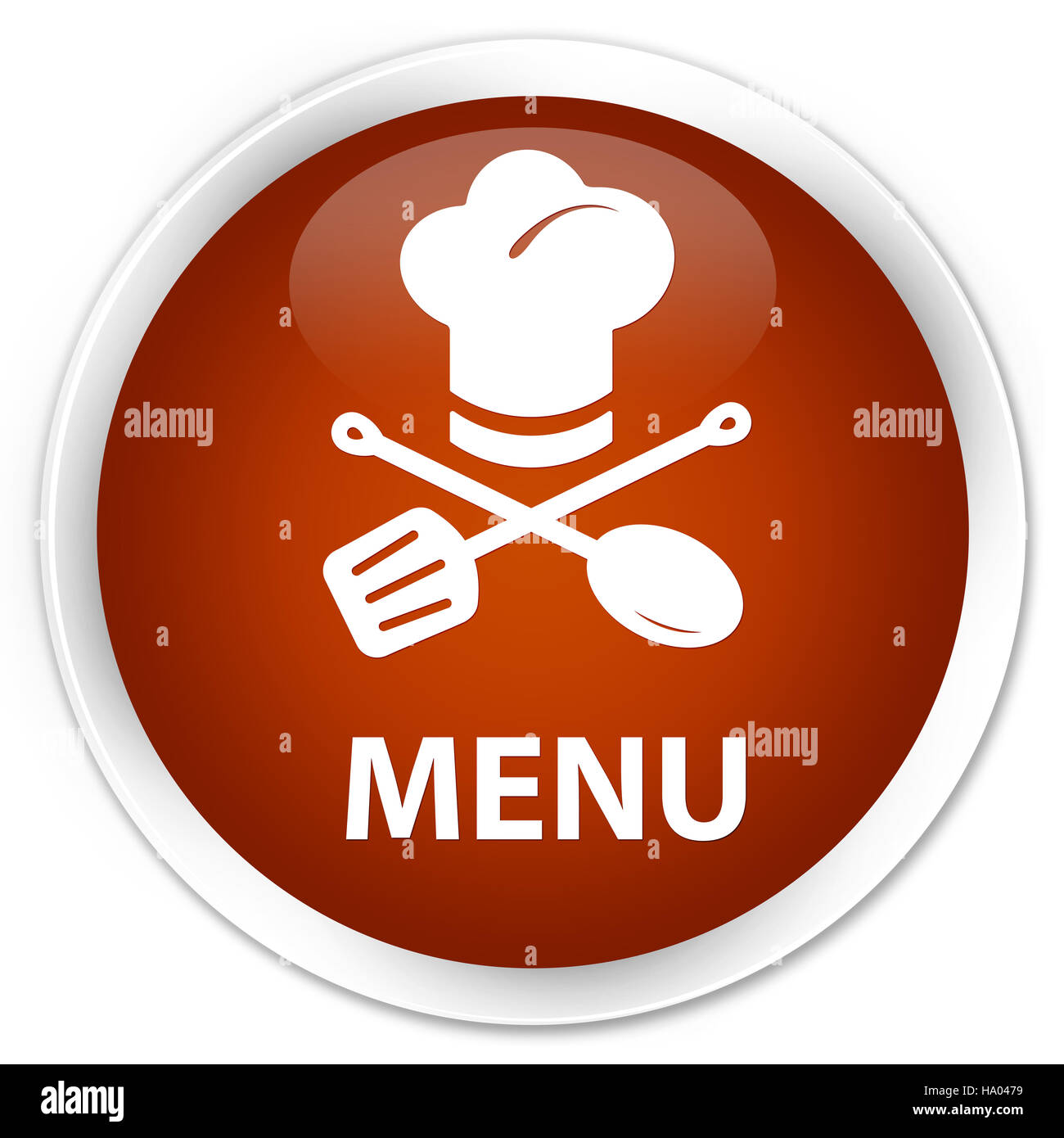Menu (restaurant icon) isolated on premium brown round button abstract ...