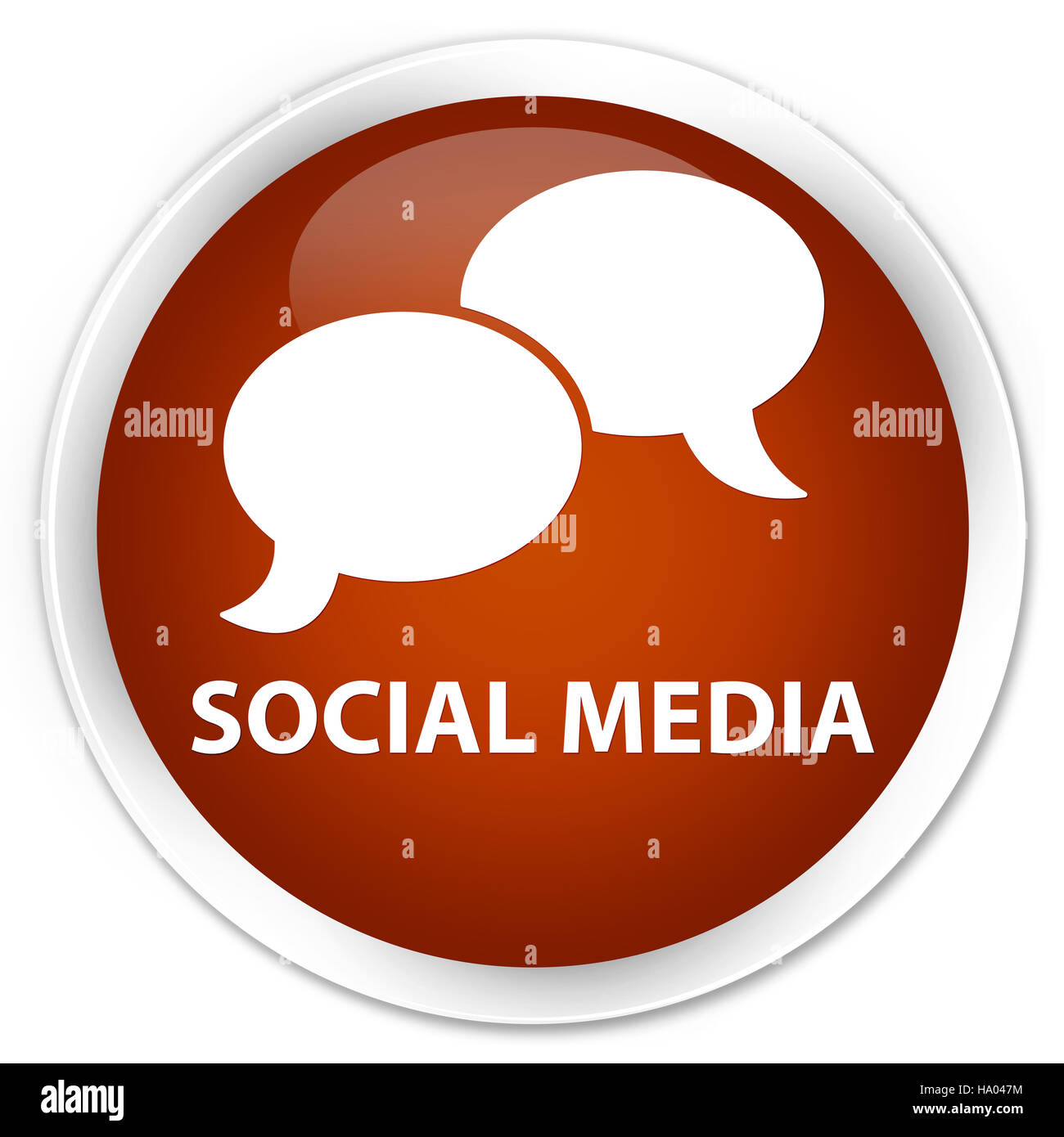 Social media (chat bubble icon) isolated on premium brown round button ...