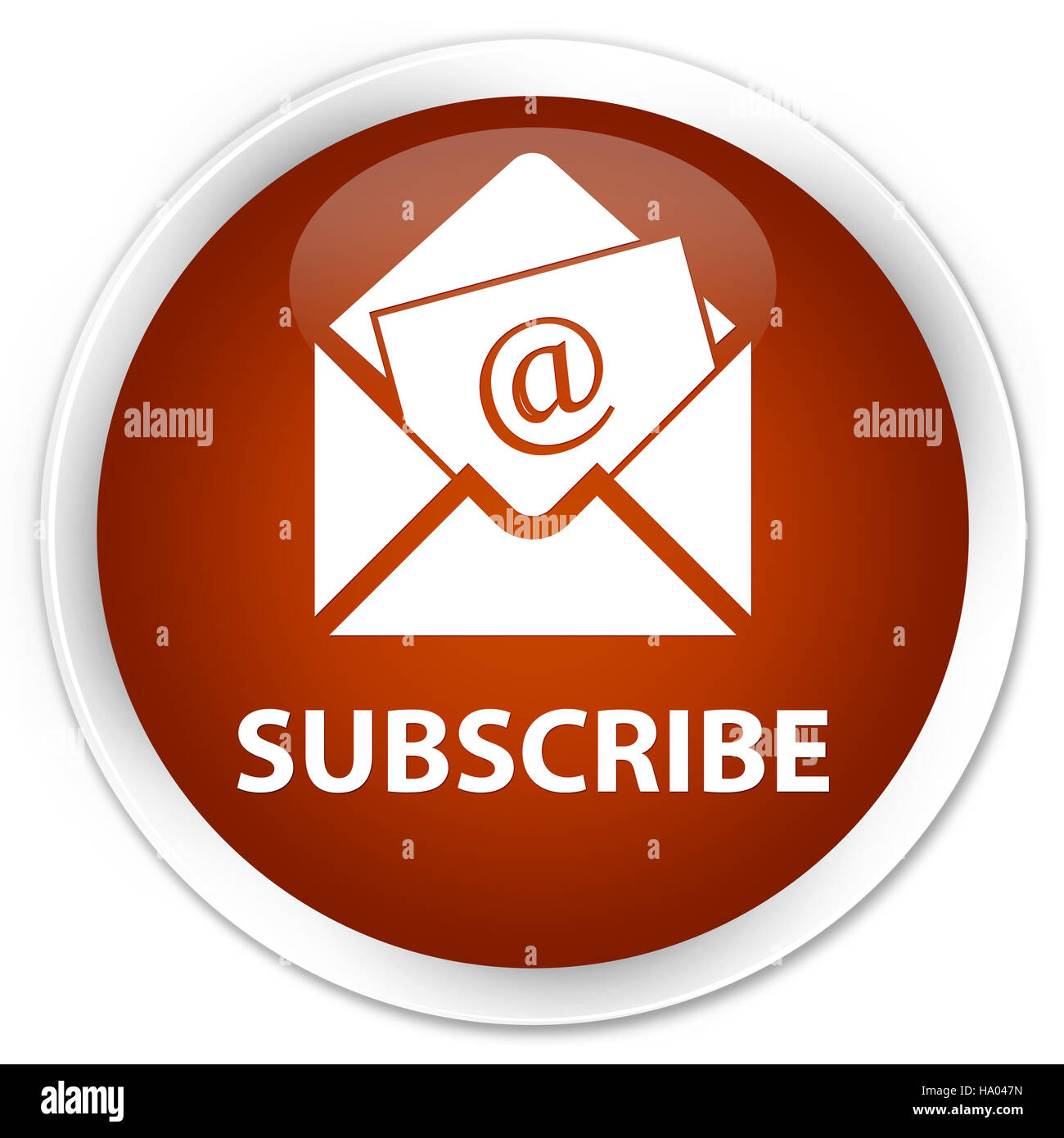 Subscribe (email icon) isolated on premium brown round button abstract ...